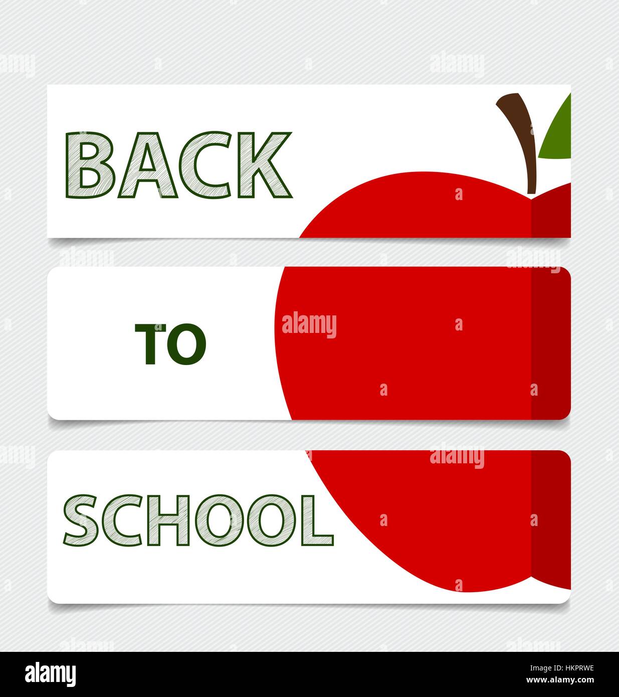 Cute note papers with red apple, welcome back to school. Vector ...