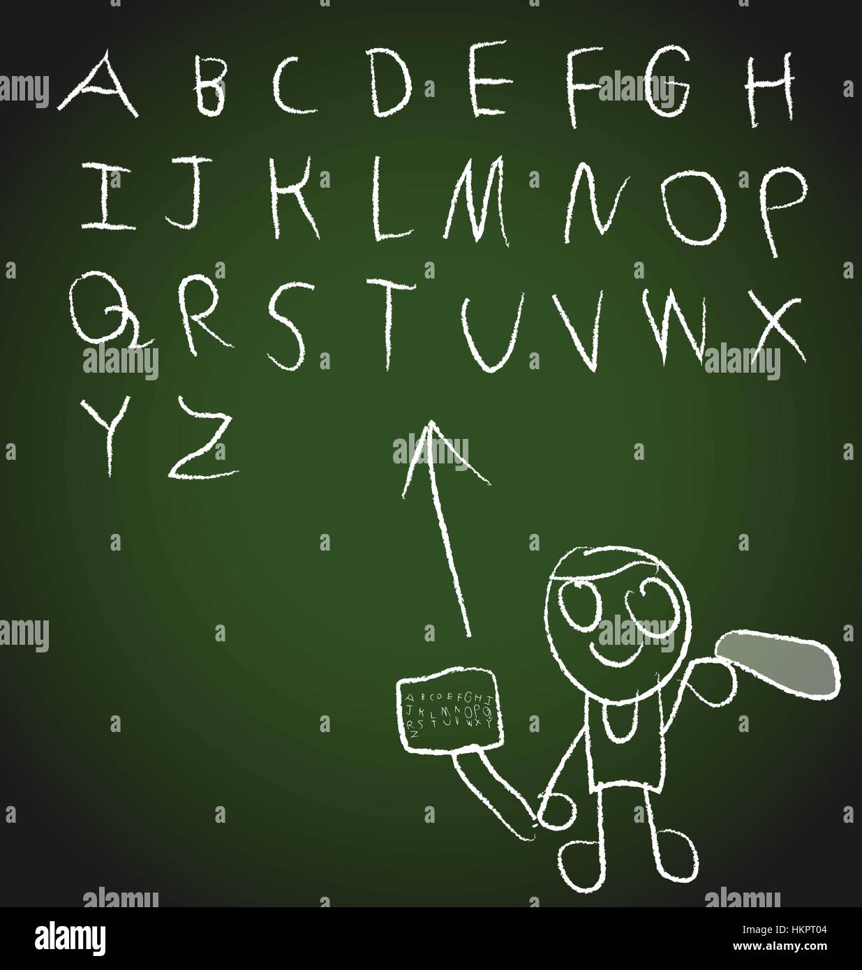 Chalk hand drawing alphabet design, vector illustration Stock Vector ...