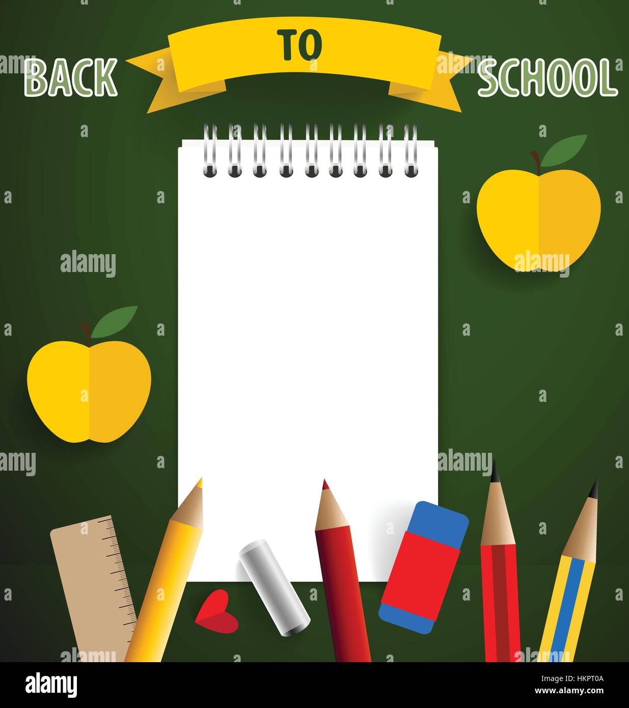 Welcome back to school with paper note, vector illustration Stock ...