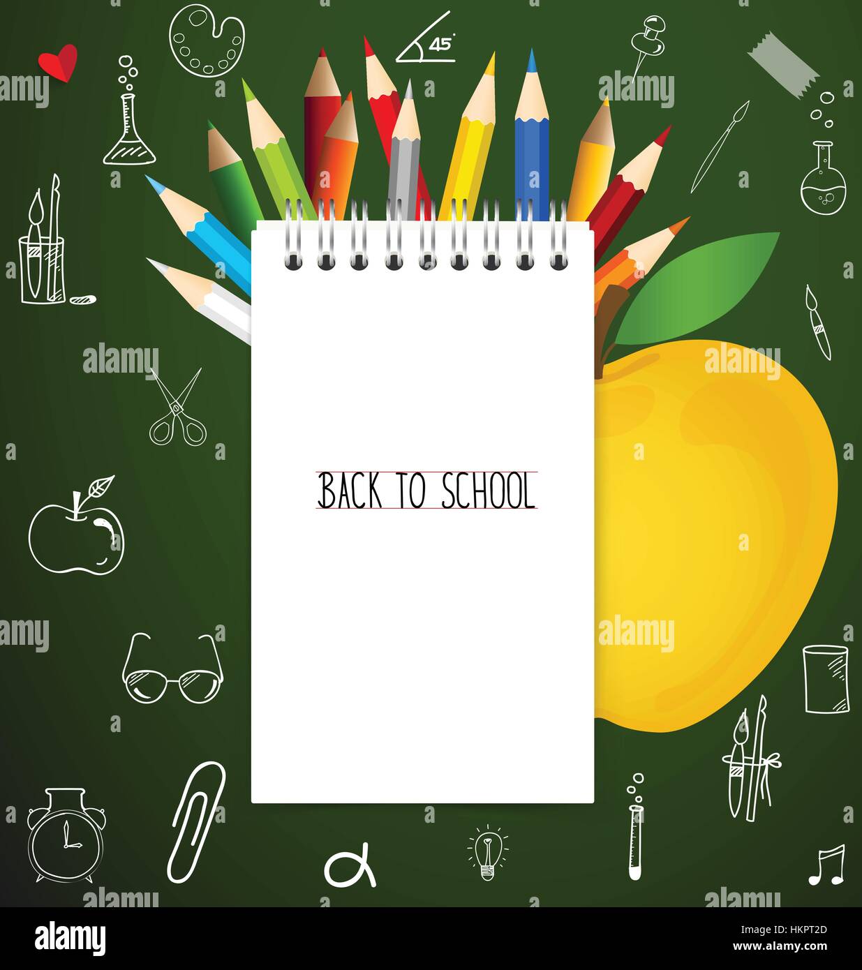 Welcome back to school with paper note, vector illustration Stock ...