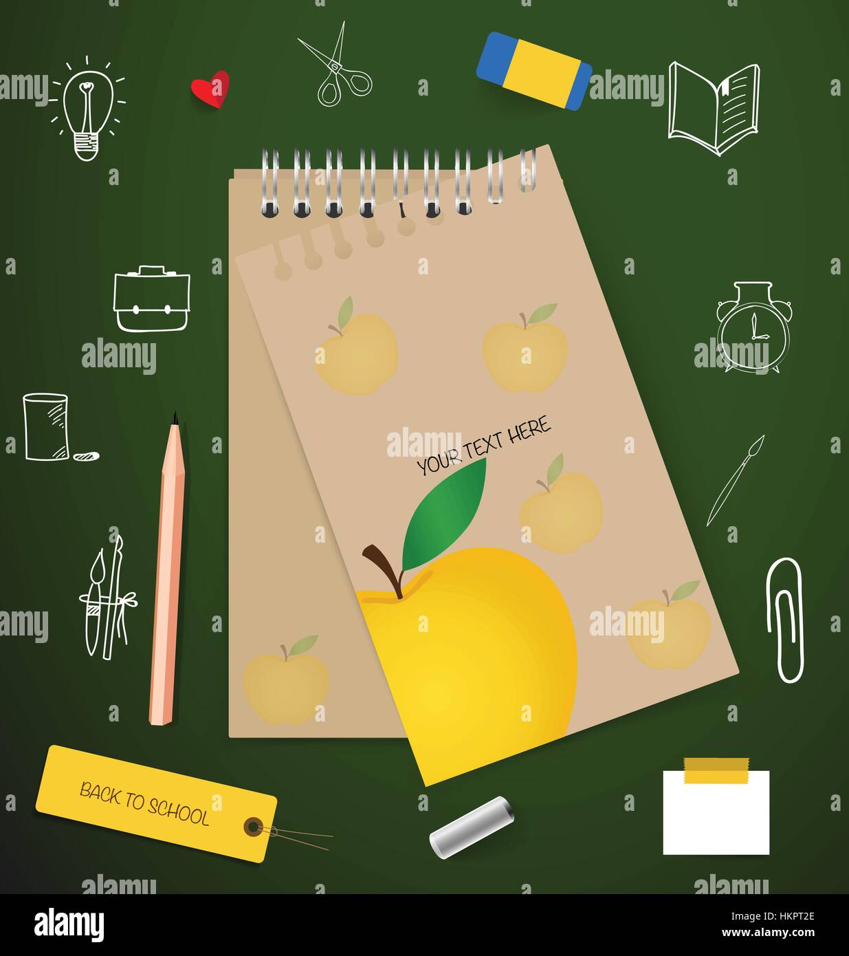 Welcome back to school with paper note, vector illustration Stock ...
