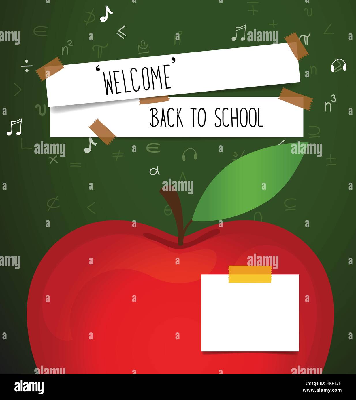 Welcome back to school with paper note, vector illustration Stock ...