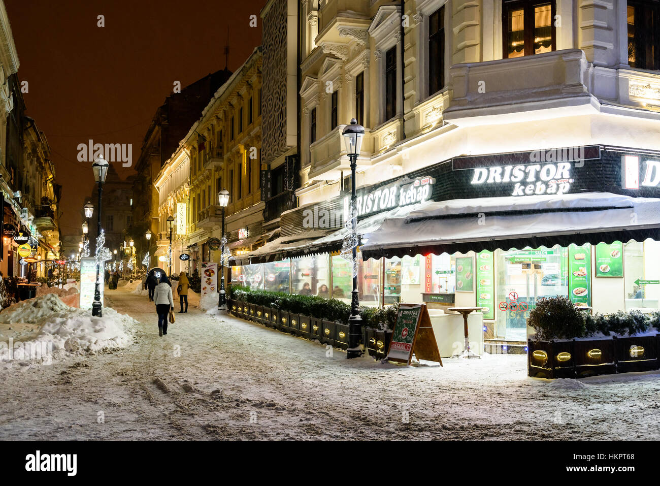 BUCHAREST, ROMANIA - JANUARY 08, 2017: Downtown Bucharest City At Night ...