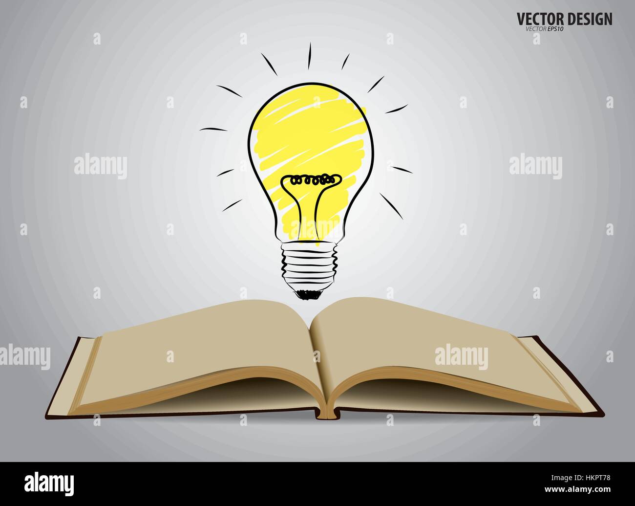 Opened book with light bulb. Vector illustration Stock Vector Image & Art - Alamy