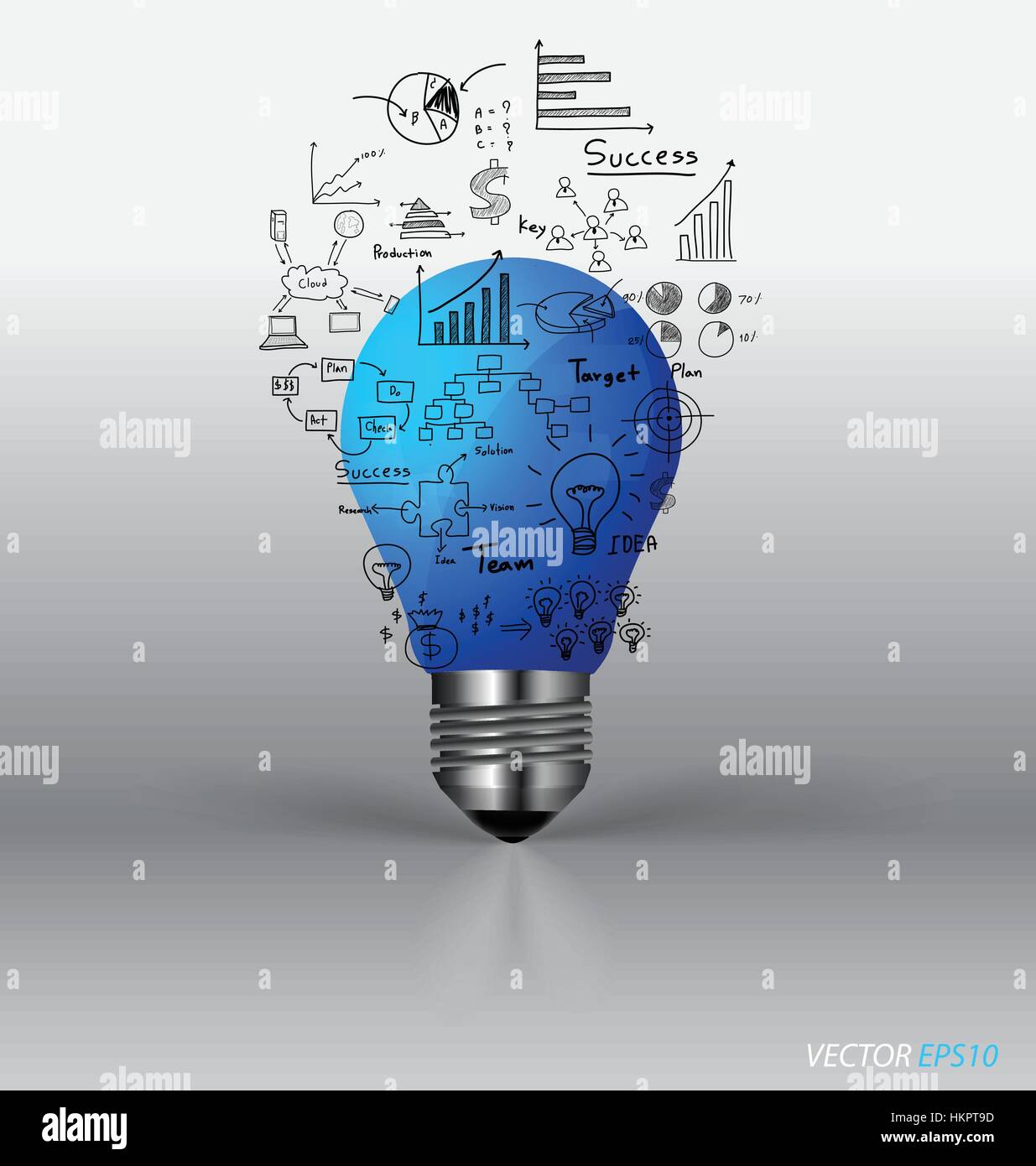 Light bulb with drawing graph inside , Vector illustration Stock Vector ...