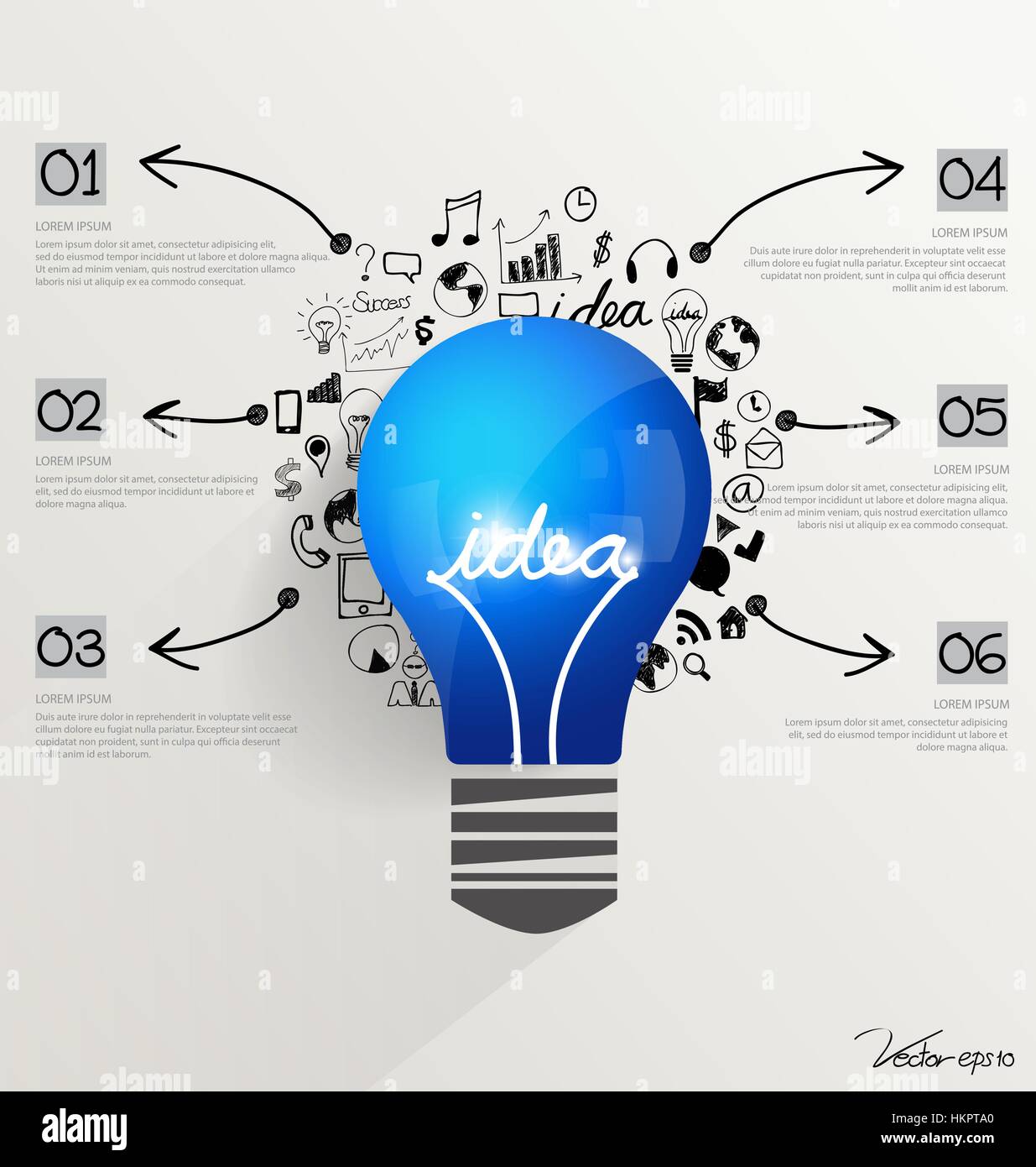 Creative idea in Light bulb as inspiration concept with drawing chart ...