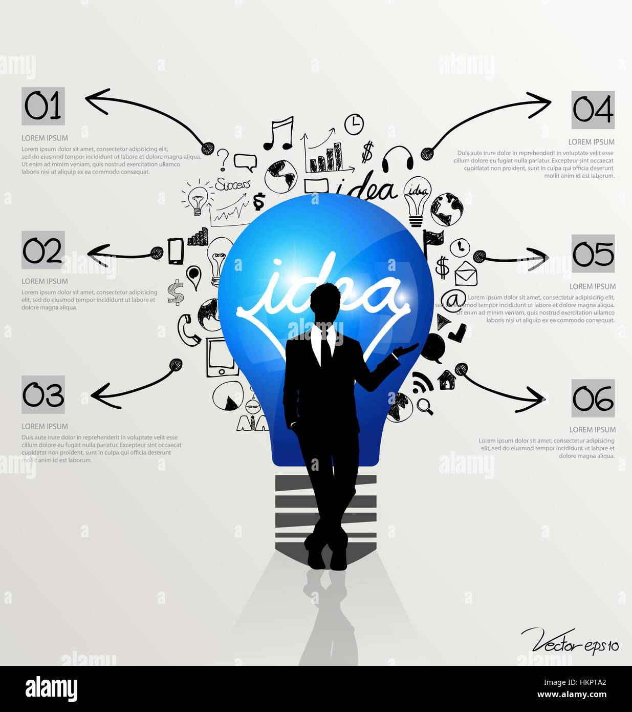 Creative idea in Light bulb as inspiration concept with drawing chart ...