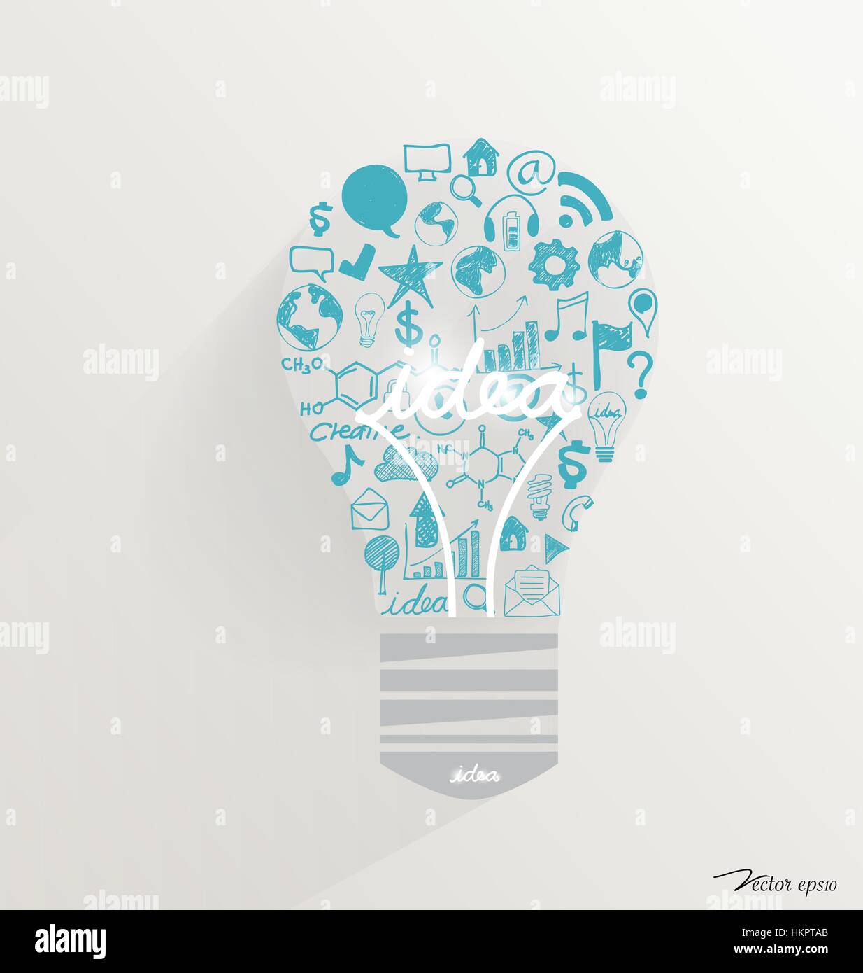 Creative idea in Light bulb as inspiration concept with drawing chart ...