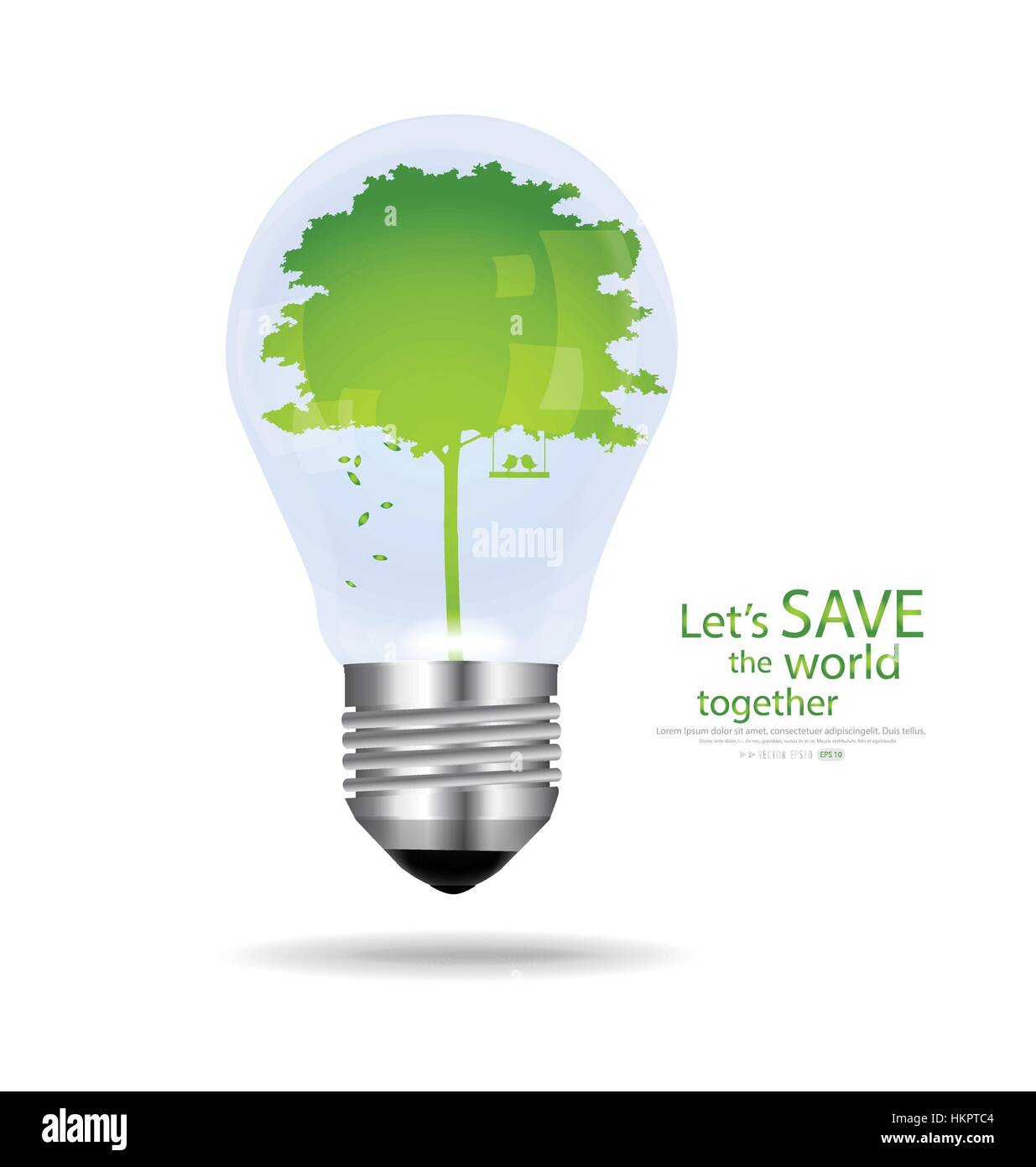 Save the world, Light bulb with tree inside. Vector illustration Stock ...
