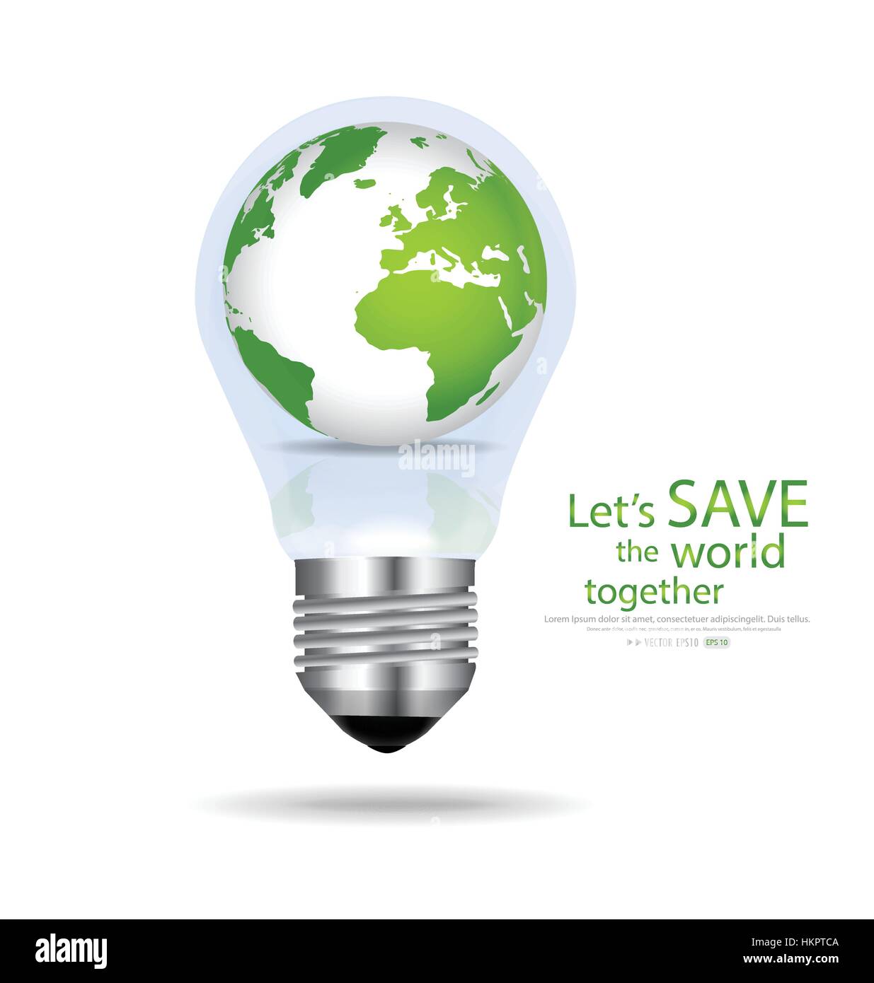 Save the world, Light bulb with globe inside. Vector illustration Stock ...