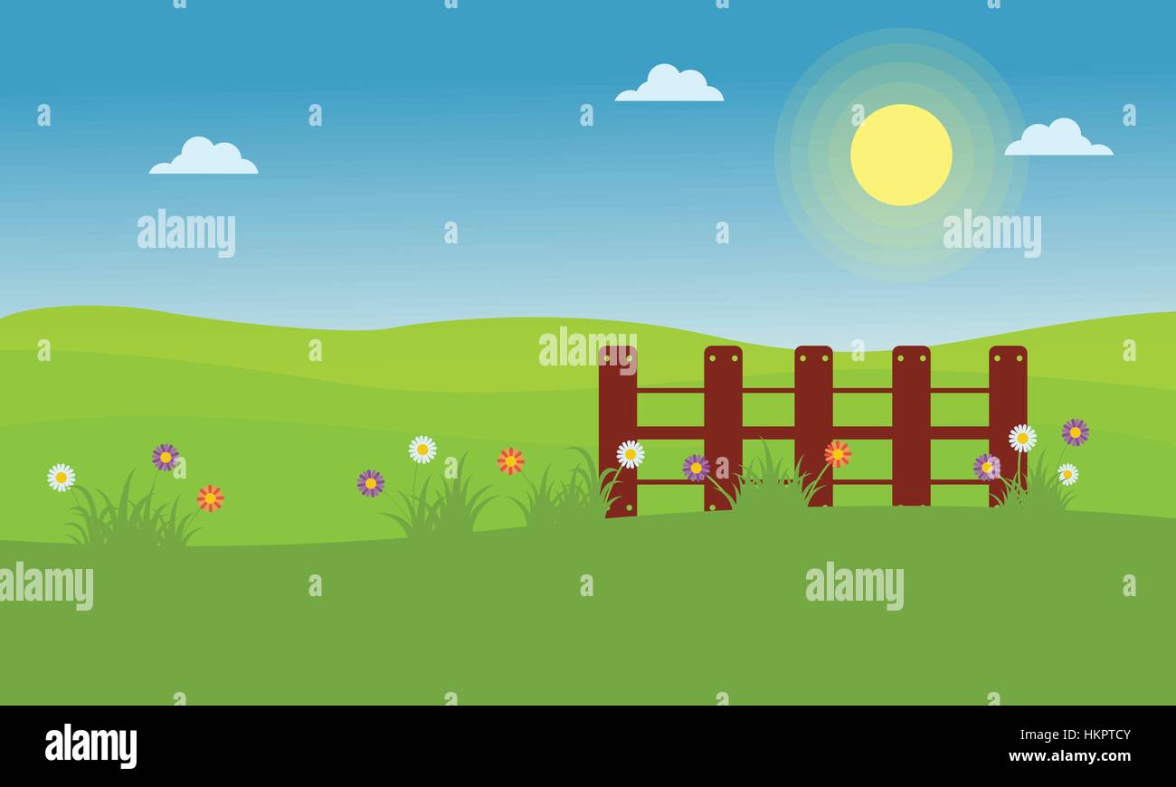 Illustration of landscape at spring Stock Vector Image & Art - Alamy