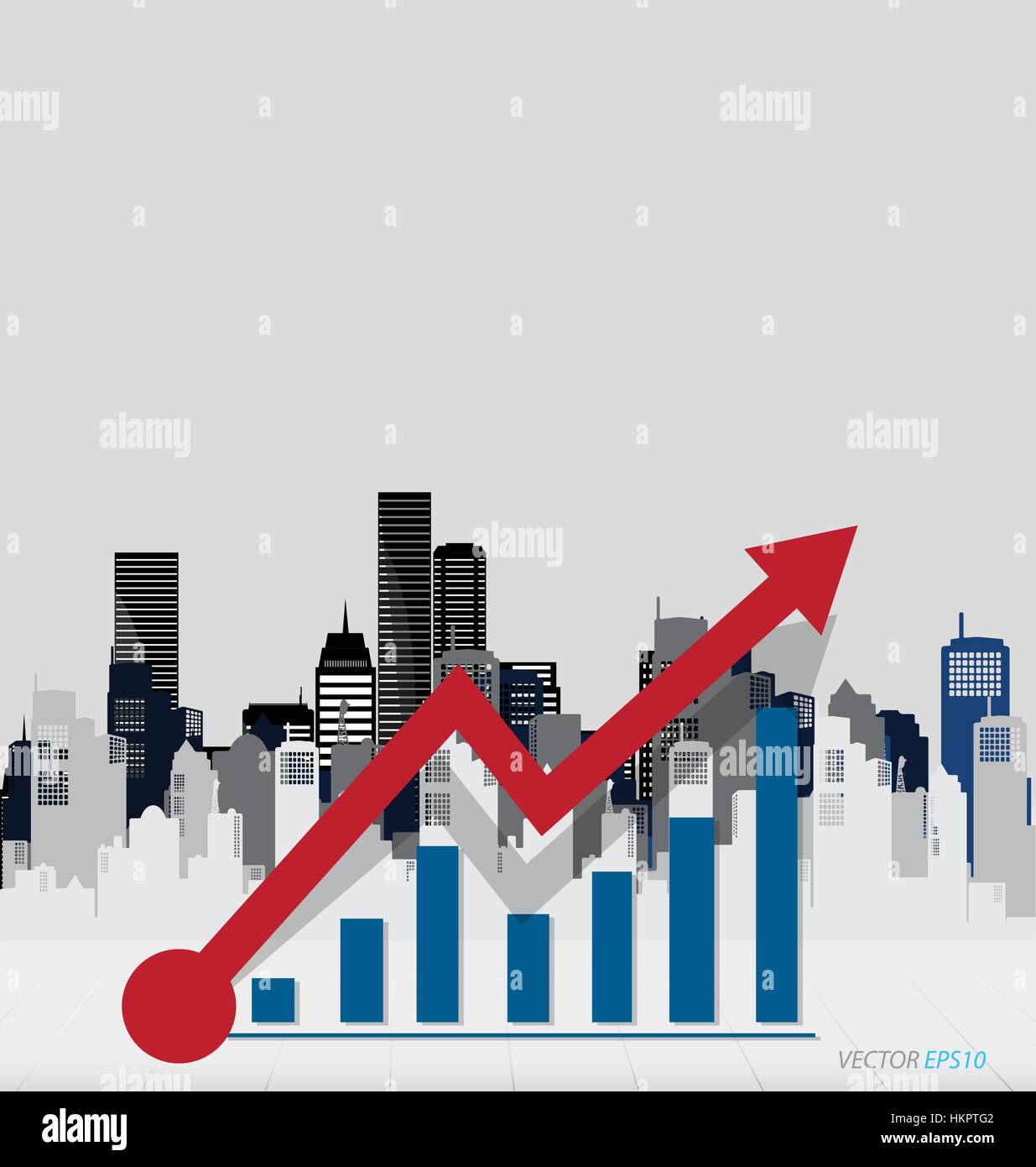 Modern design graph. Business graph to success with building background ...
