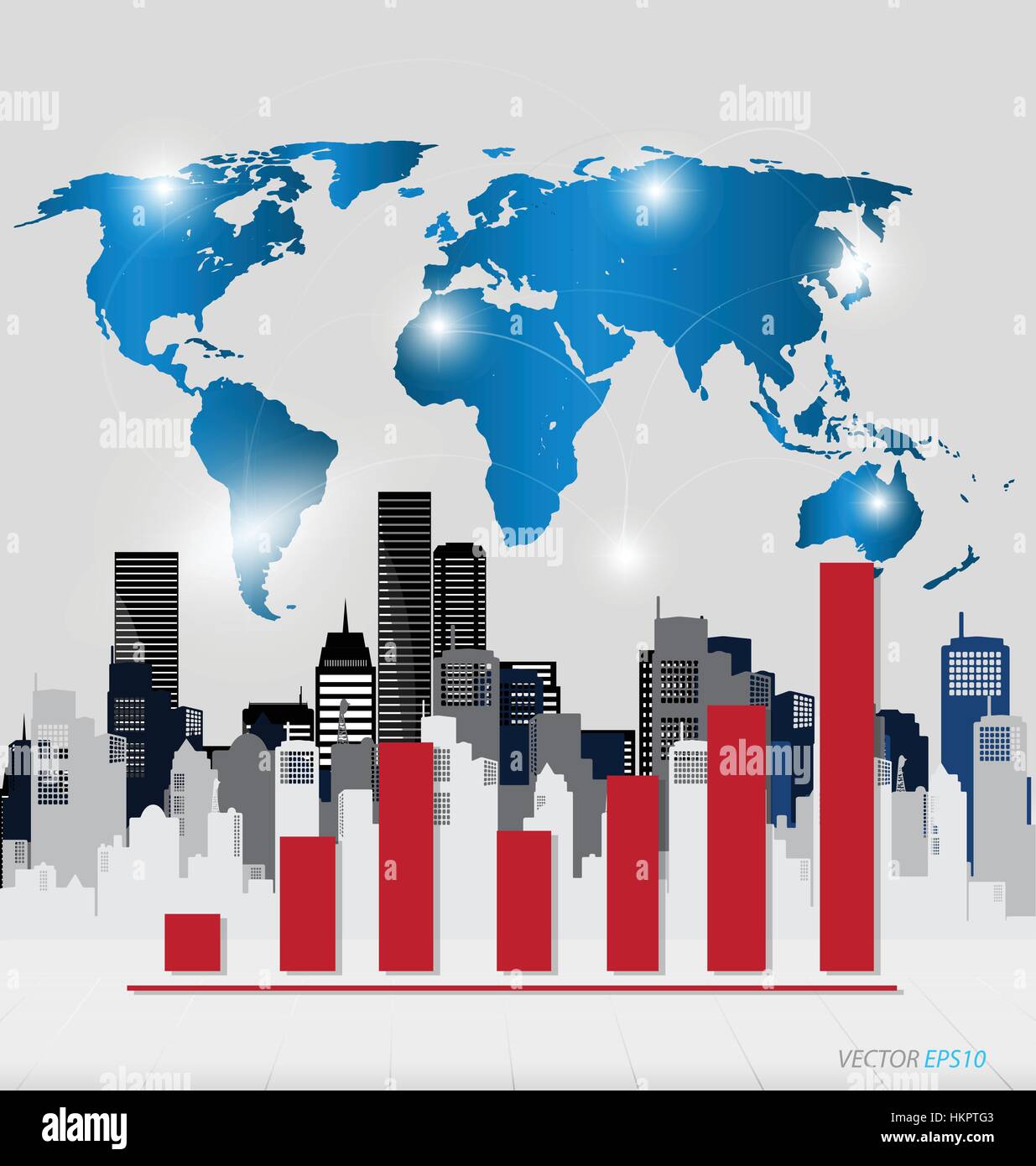 Modern design graph. Business graph to success with building background ...