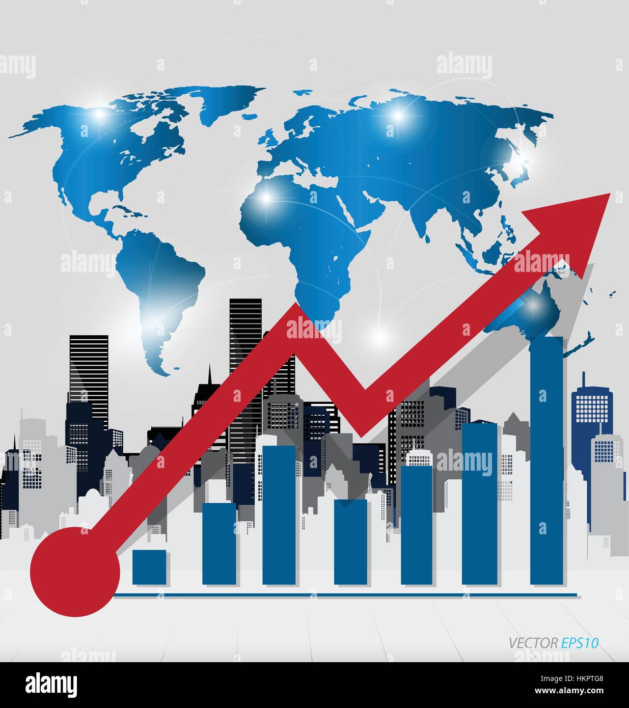 Modern design graph. Business graph to success with building background ...