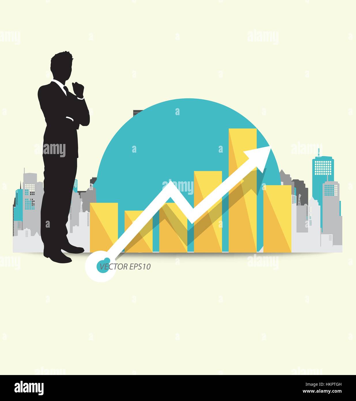 Modern design graph. Business graph to success with building background ...