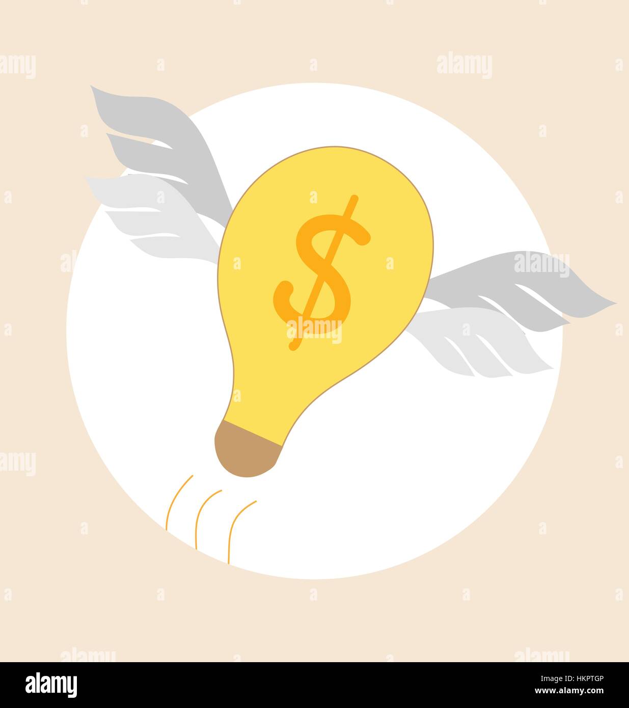 Flying light bulb. Modern Flat design vector illustration concept Stock ...