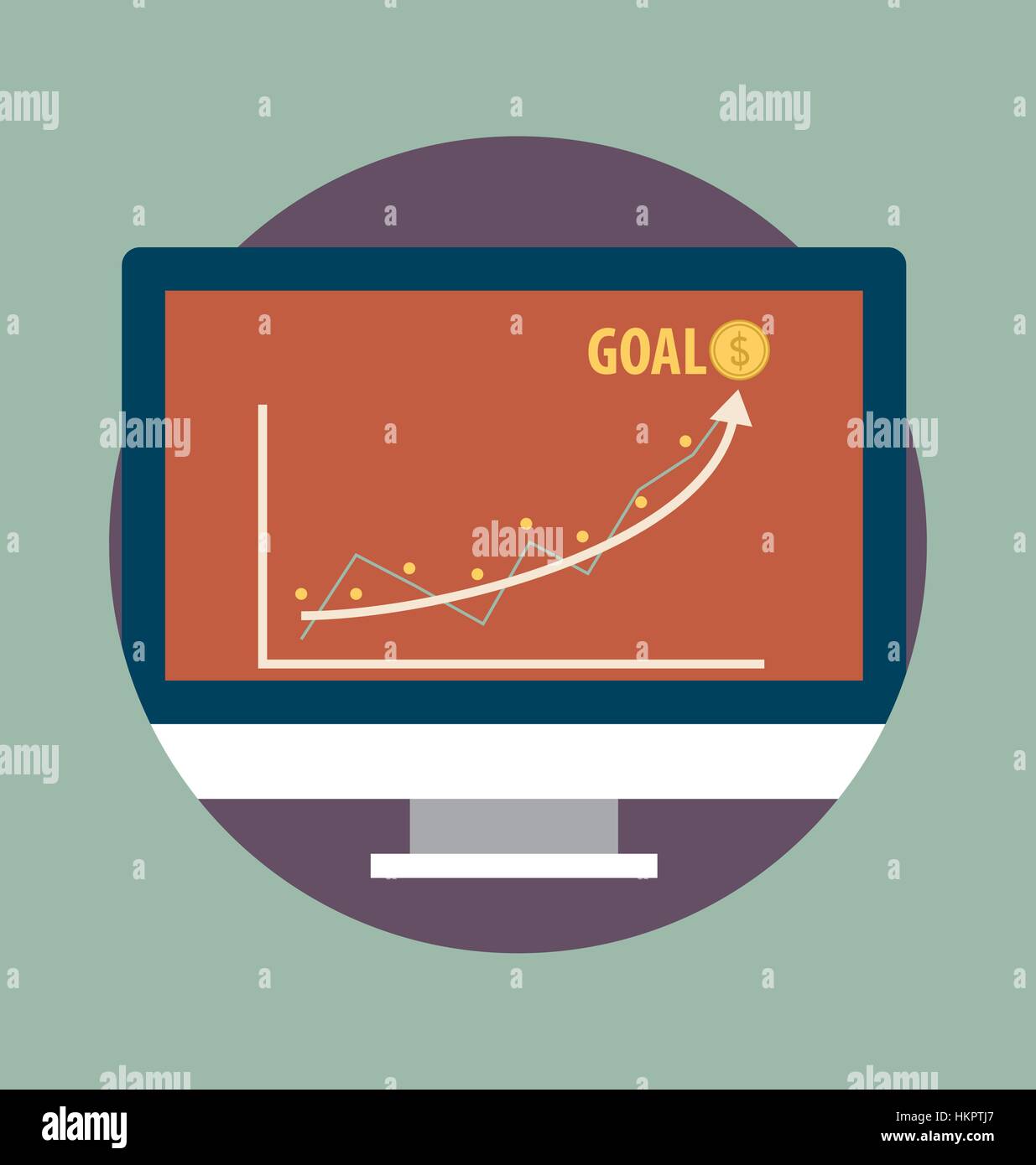 Modern computer with graph. Vector illustration Stock Vector Image ...