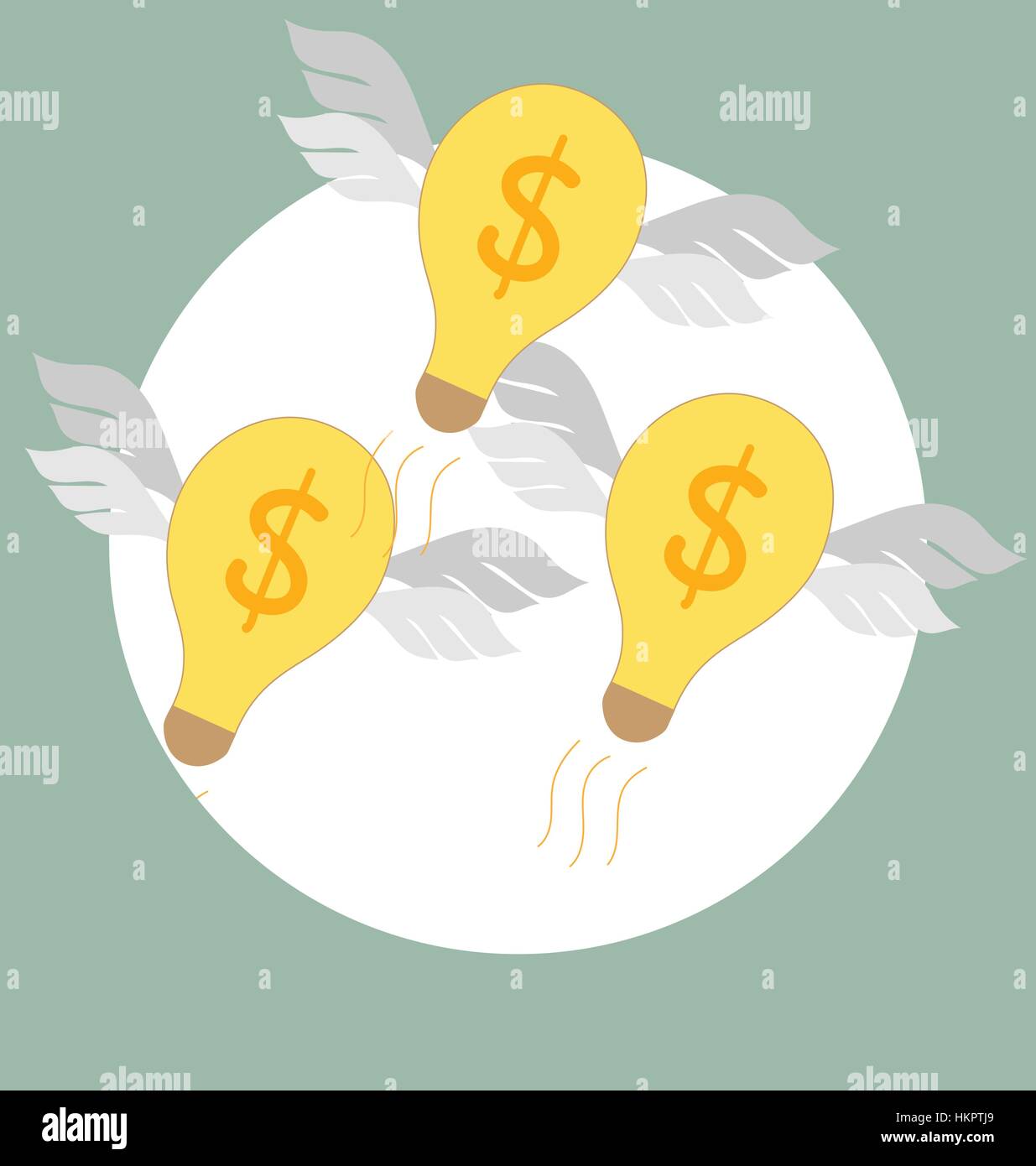 Flying light bulb. Modern Flat design vector illustration concept Stock ...