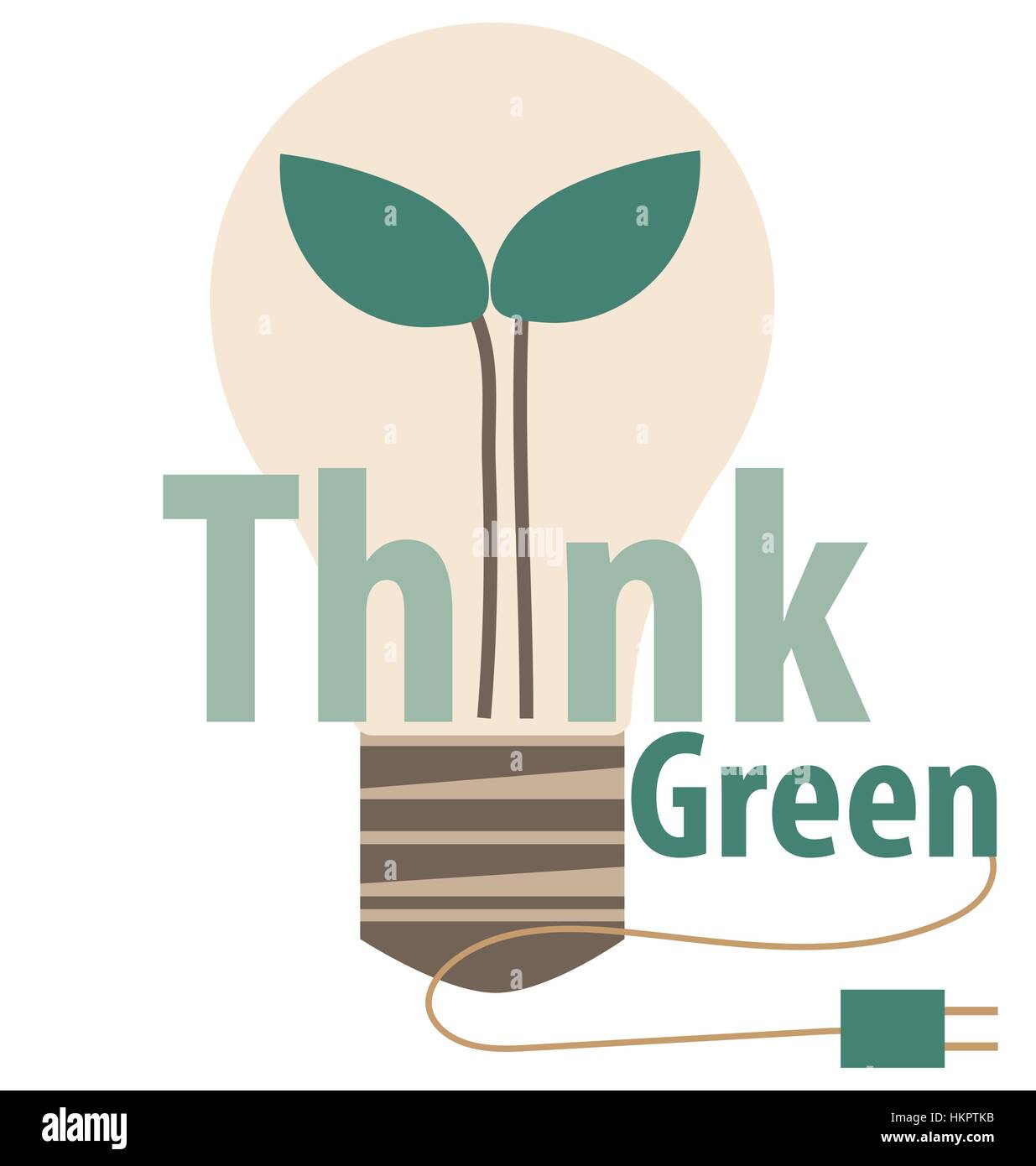 Think green, Eco concept. Light bulb with tree inside. Vector ...
