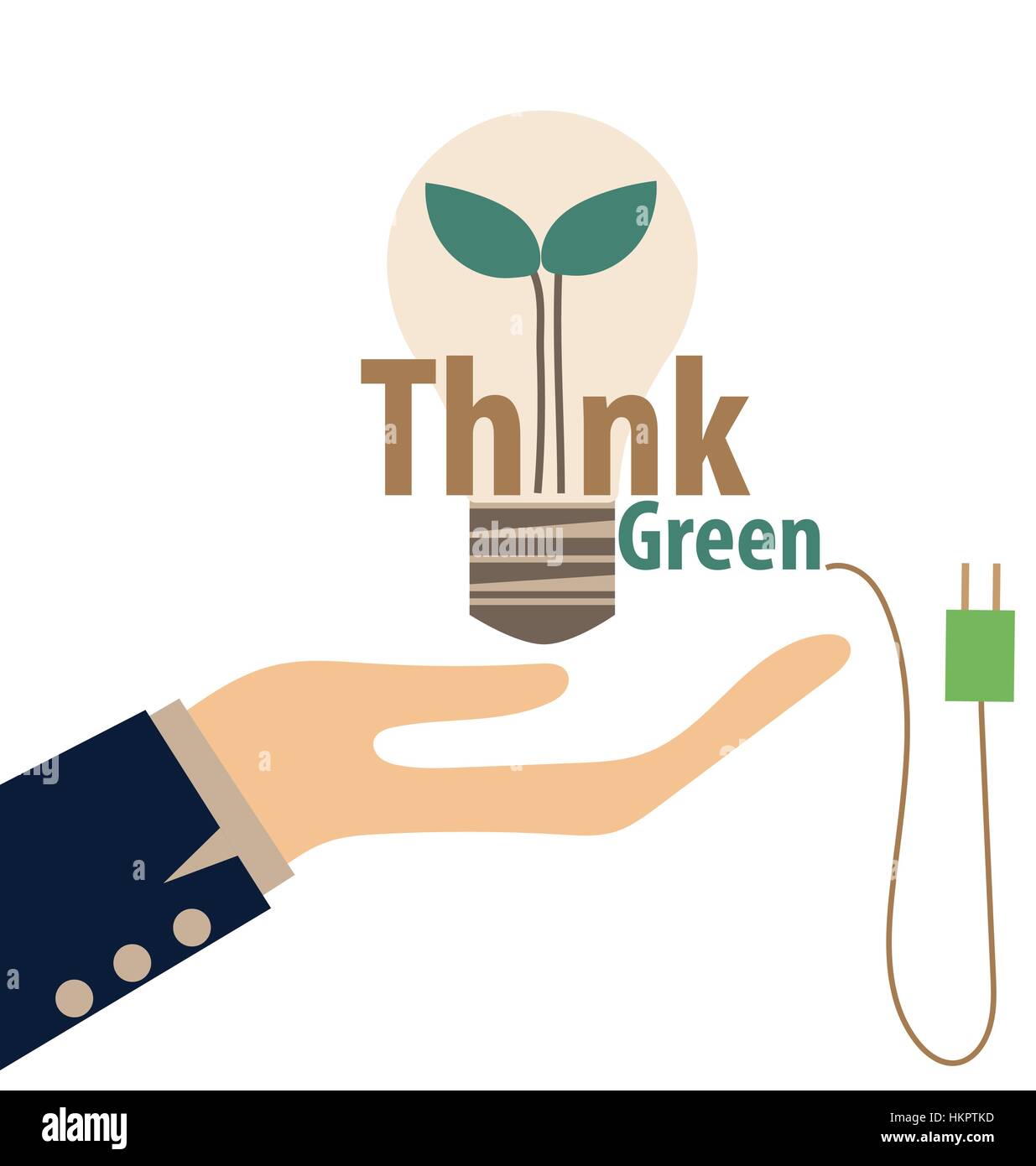 Think green, Eco concept. Light bulb with tree inside. Vector ... Think green, Eco concept. Light bulb with tree inside. Vector ...