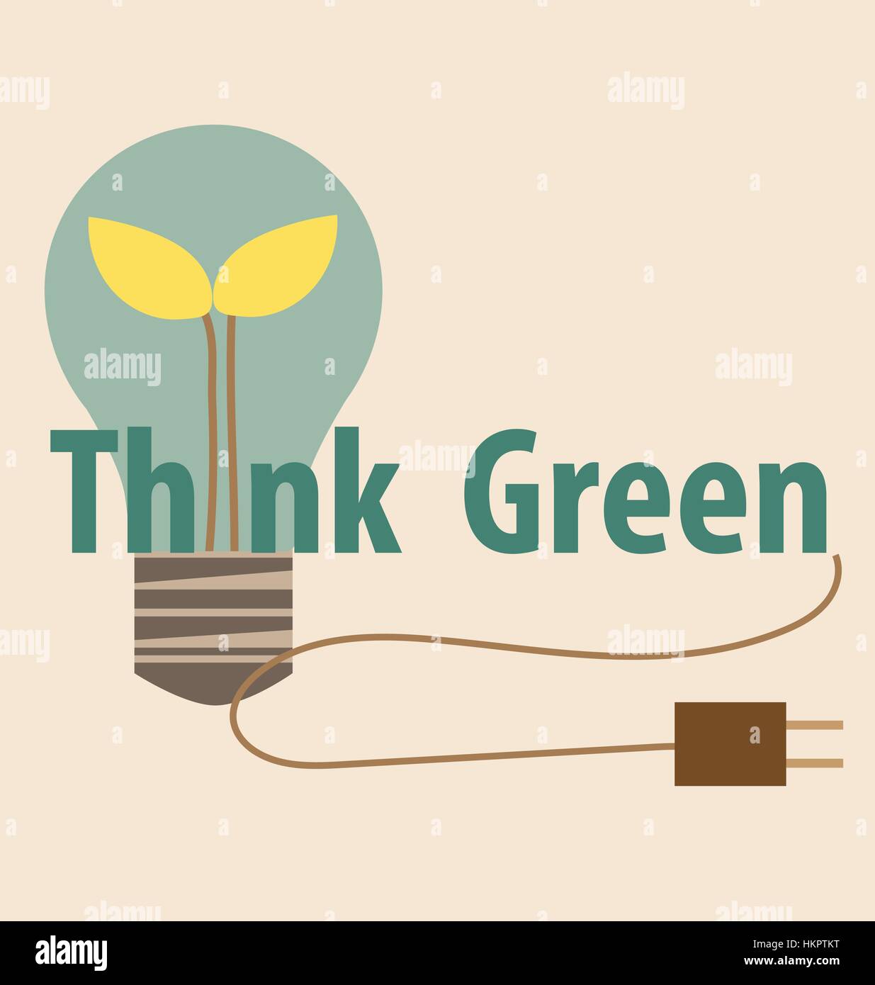 Think green, Eco concept. Light bulb with tree inside. Vector ...