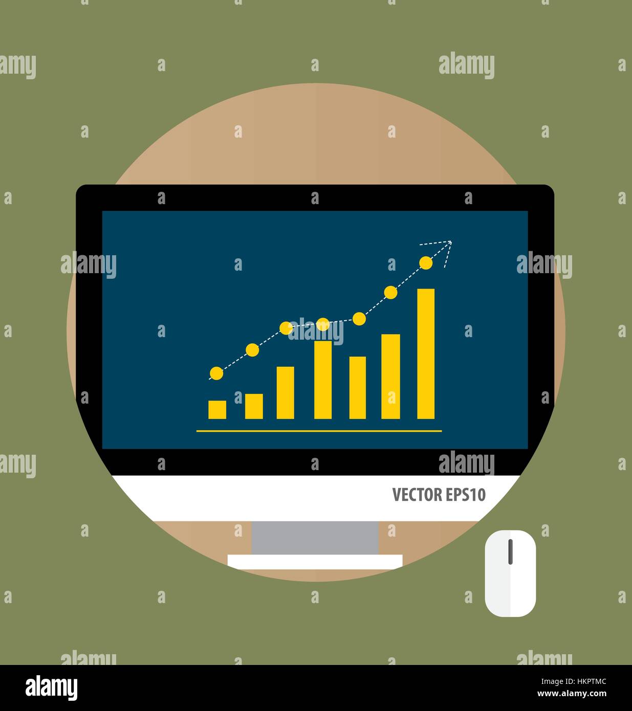 Modern computer with graph. Vector illustration Stock Vector Image ...