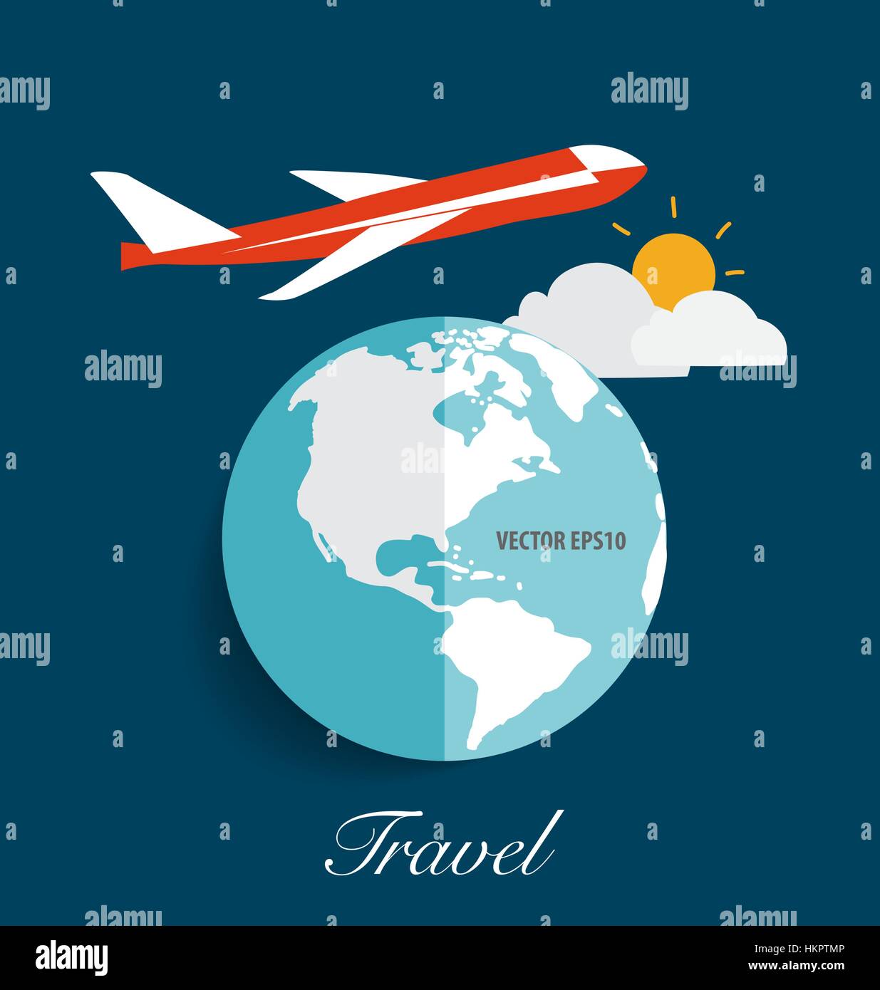 Modern globe with airplane. Vector illustration Stock Vector Image ...