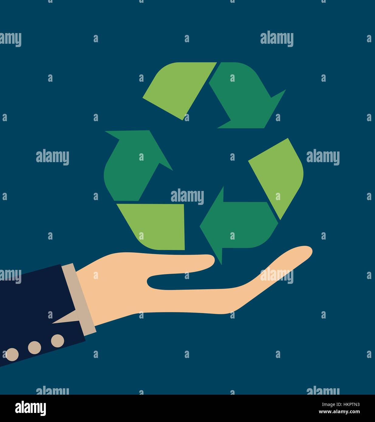Hand with recycle symbol. Vector symbol on the packaging, vector ...