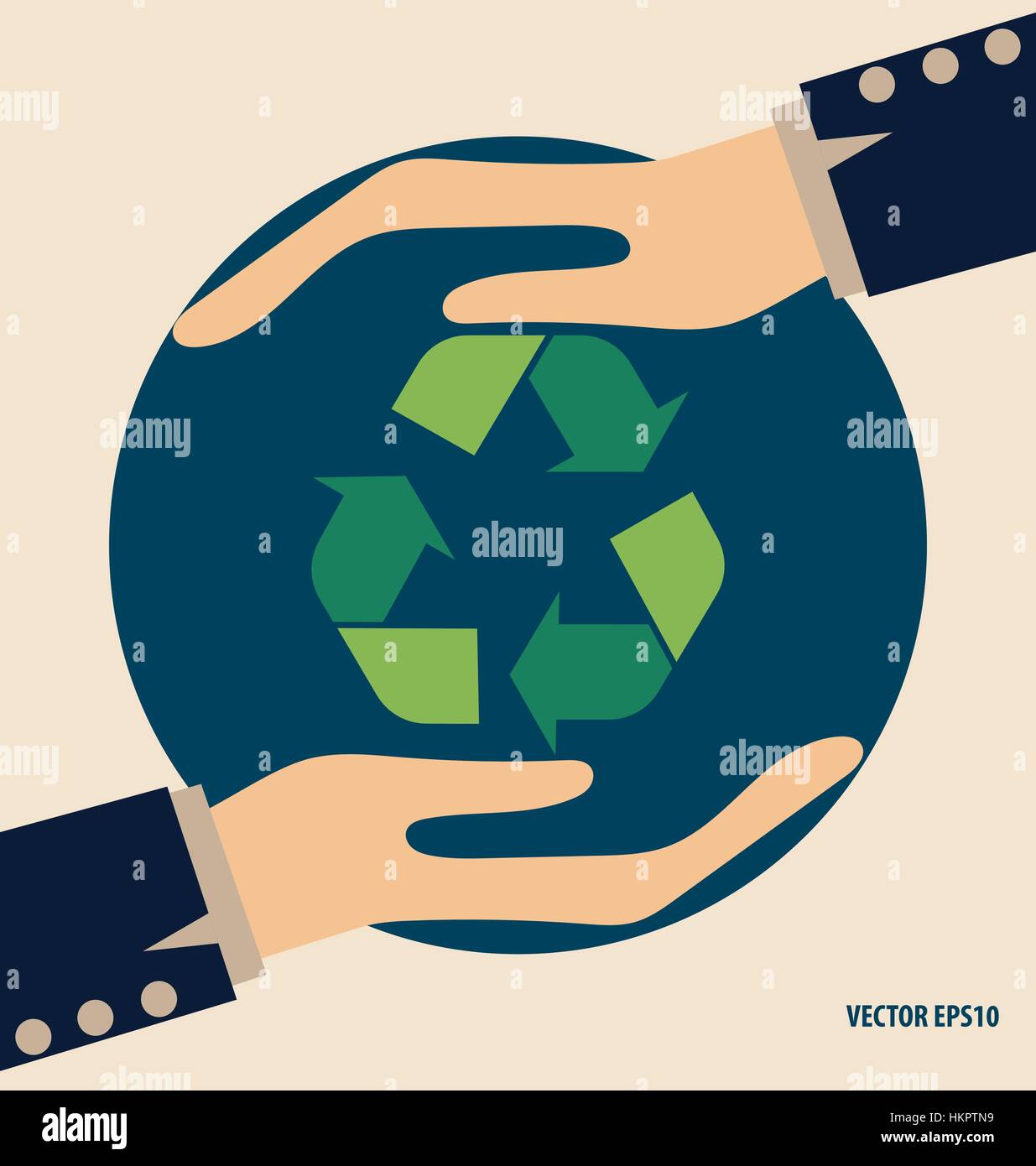 Hand with Recycle symbol. Vector symbol on the packaging, vector ...
