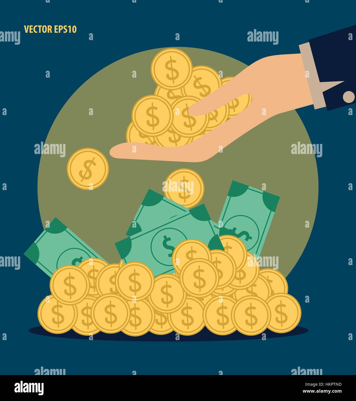 Money on hand. Modern Flat design vector illustration concept Stock ...