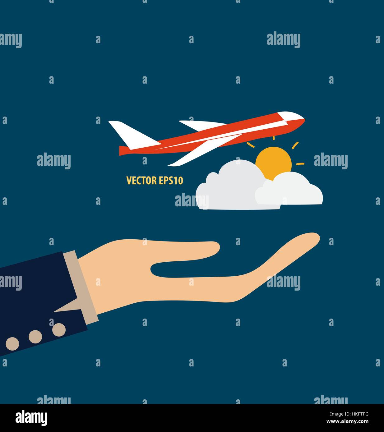 Hands holding plane. Vector illustration Stock Vector Image & Art - Alamy