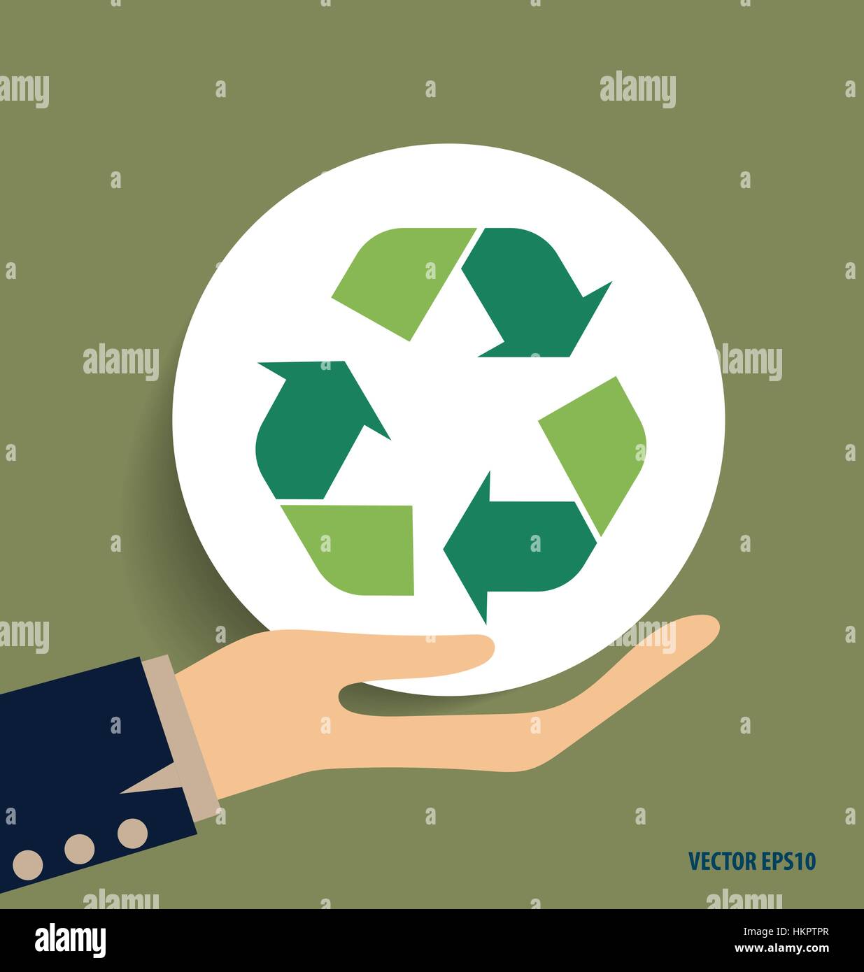 Hand with Recycle symbol. Vector symbol on the packaging, vector ...