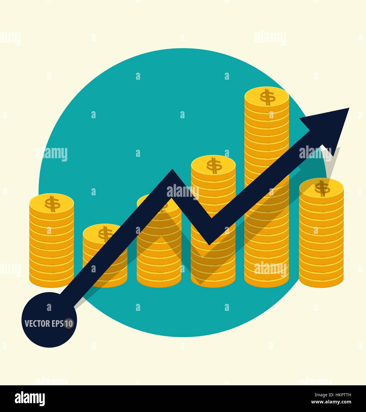 Financial success concept. Coin bar graph business infographic. Vector ...