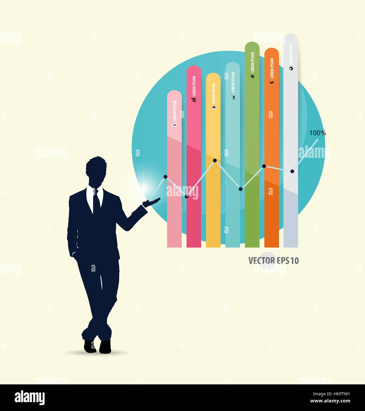 Businessman showing graph. Vector illustration Stock Vector Image & Art ...