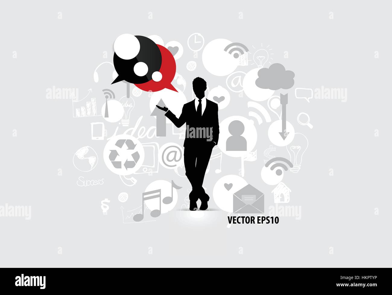 Businessman with cloud of application. Vector illustration Stock Vector ...