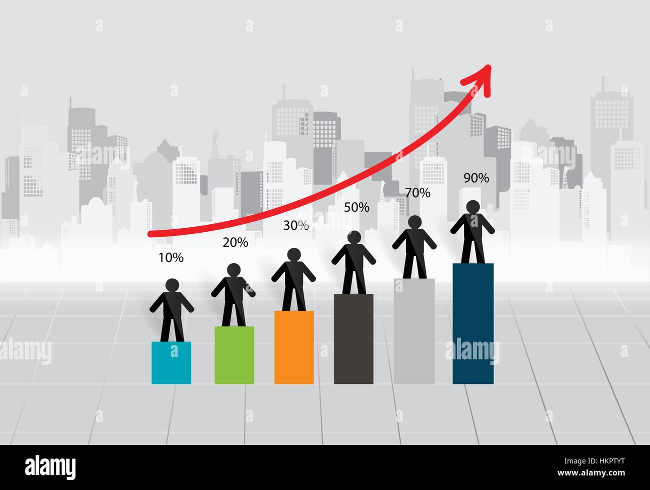 Business growing graph with businessman. Vector illustration Stock ...