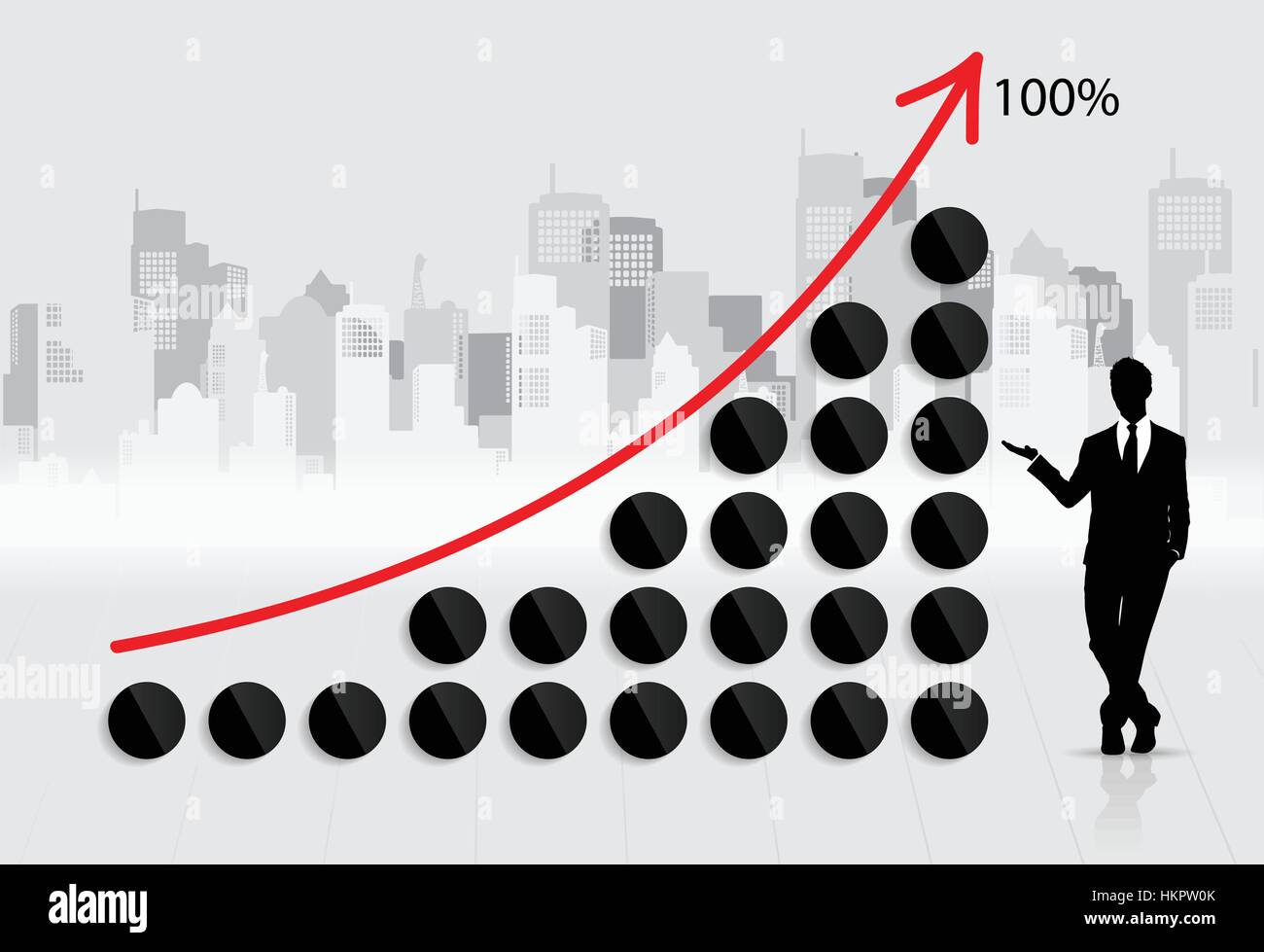Business growing graph with businessman. Vector illustration Stock ...