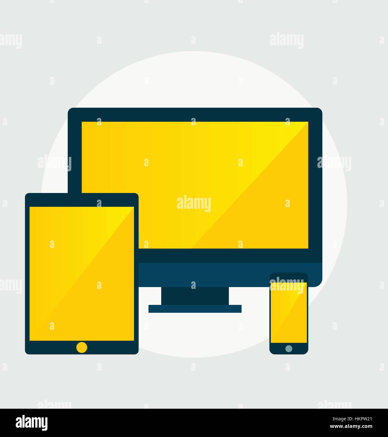 Electronic Devices: desktop computer, tablet and mobile phones. Vector ...