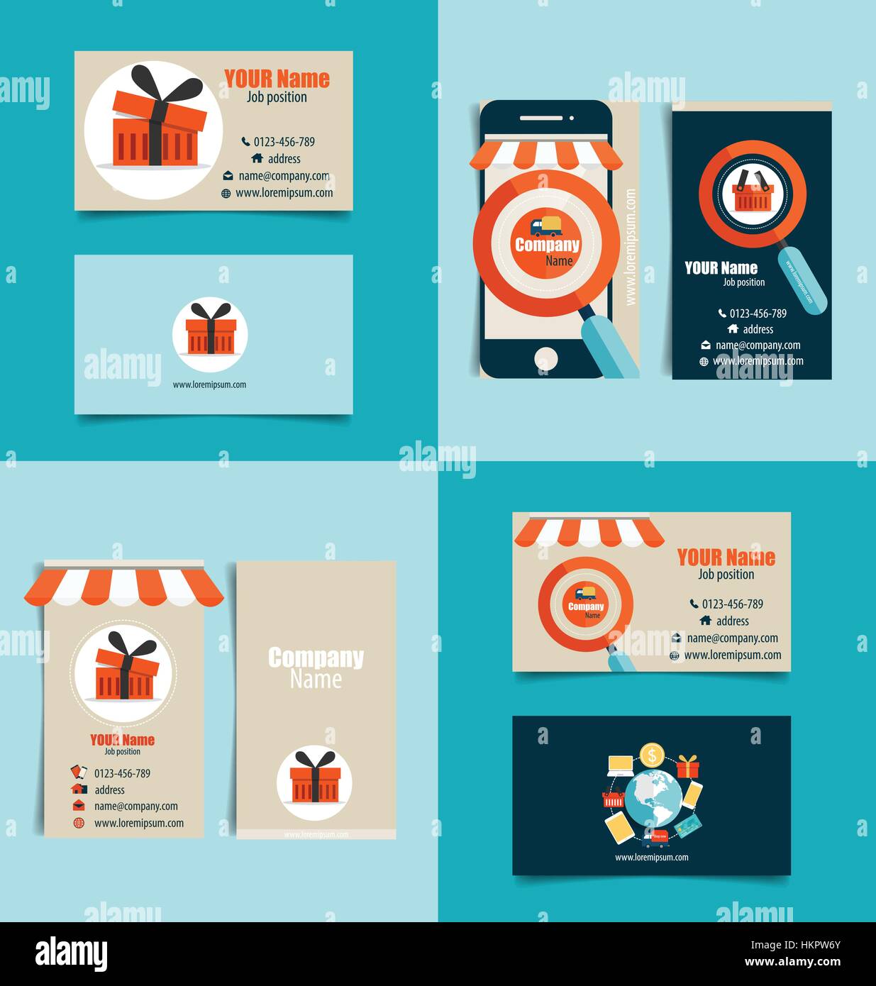 Modern business card template with Business concept, Online shopping ...