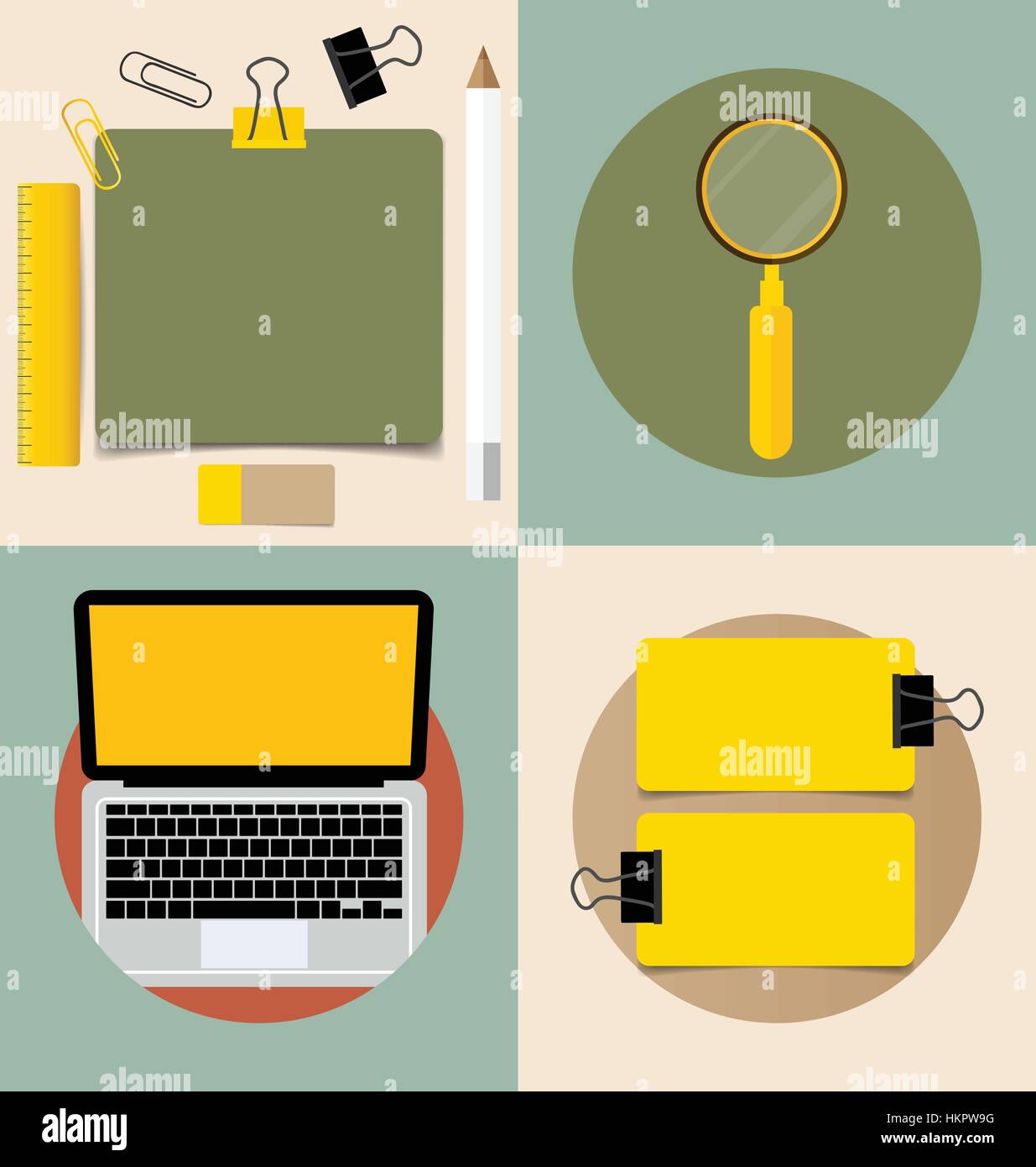 Laptop and Cute note papers, ready for your message. Vector ...