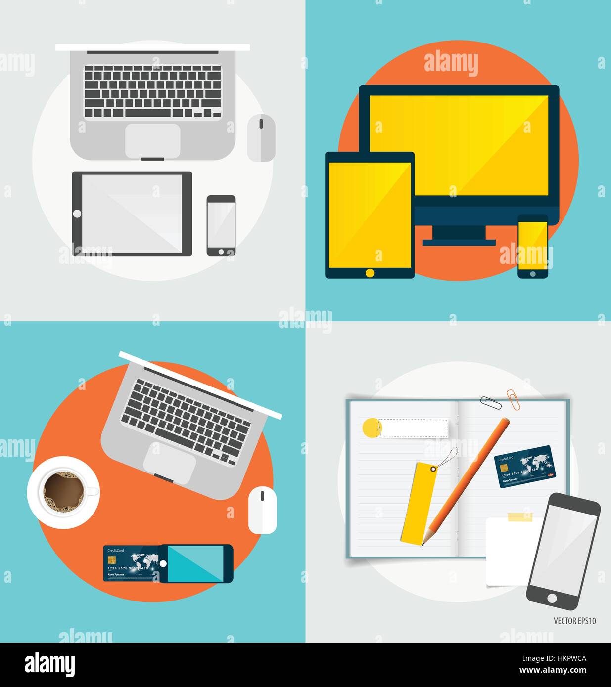 Online shopping. Business concept with business items. Vector ...