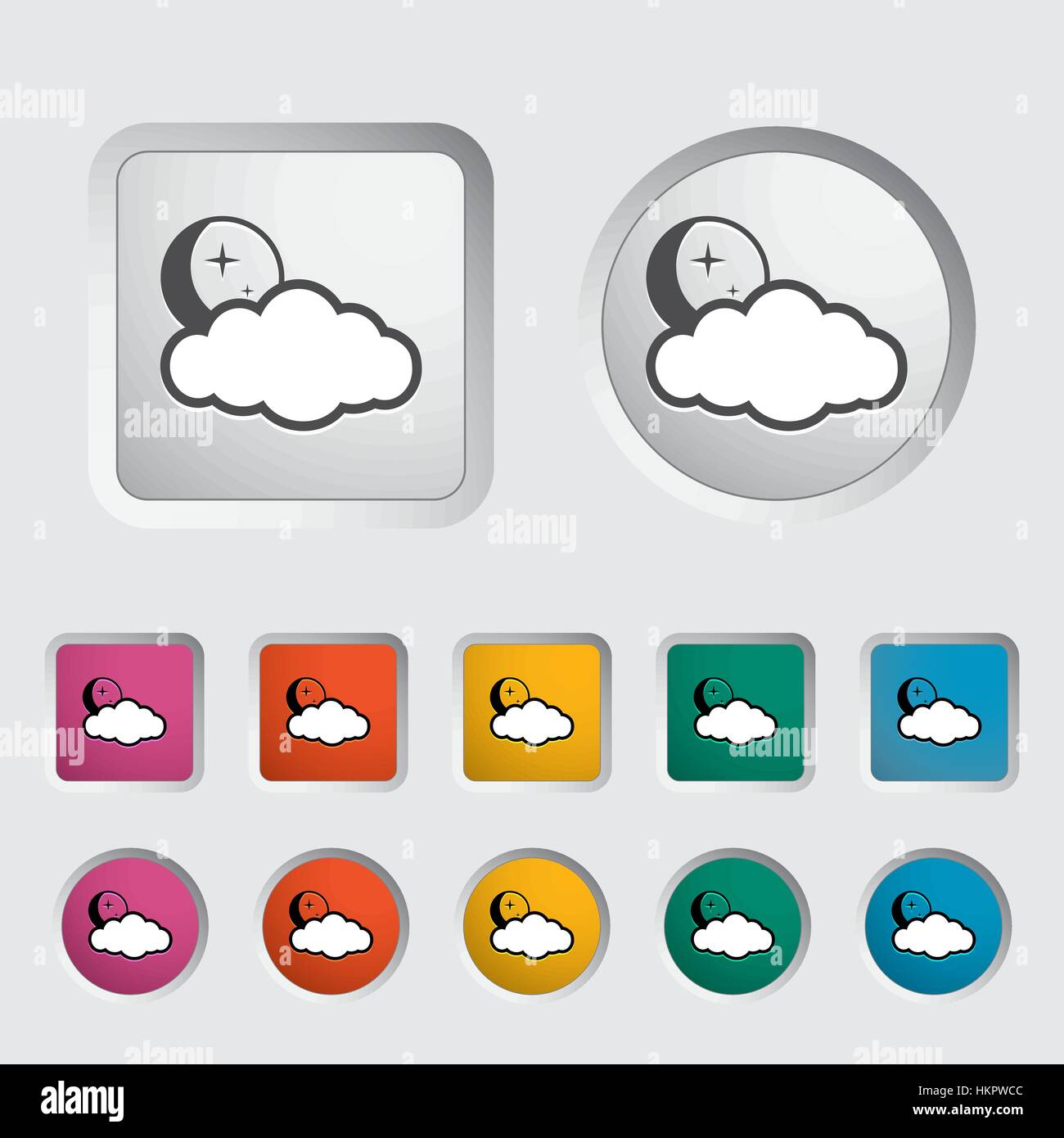 Weather icon. Moon, stars and clouds. Vector illustration Stock Vector ...