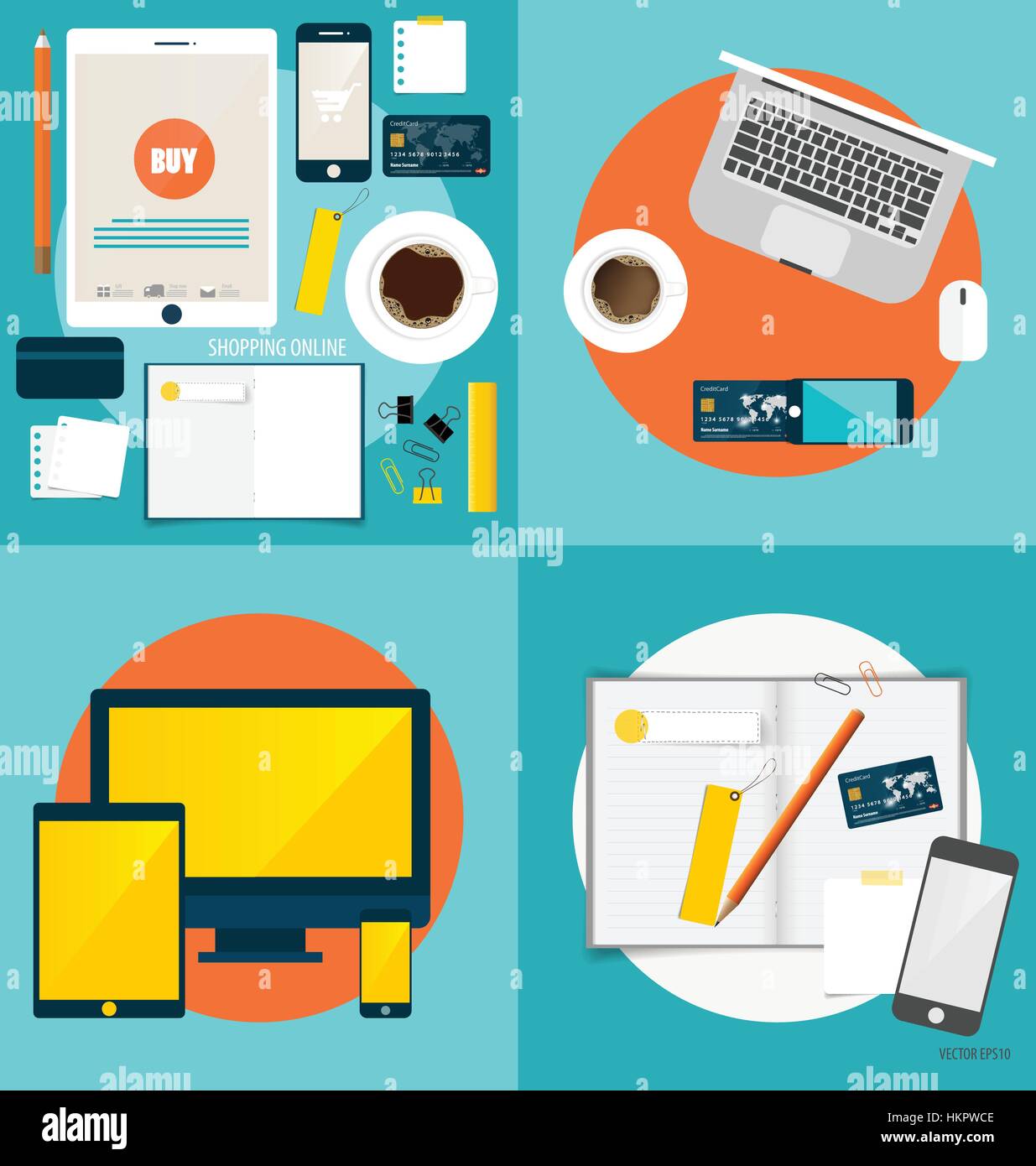 Online shopping. Business concept with business items. Vector ...