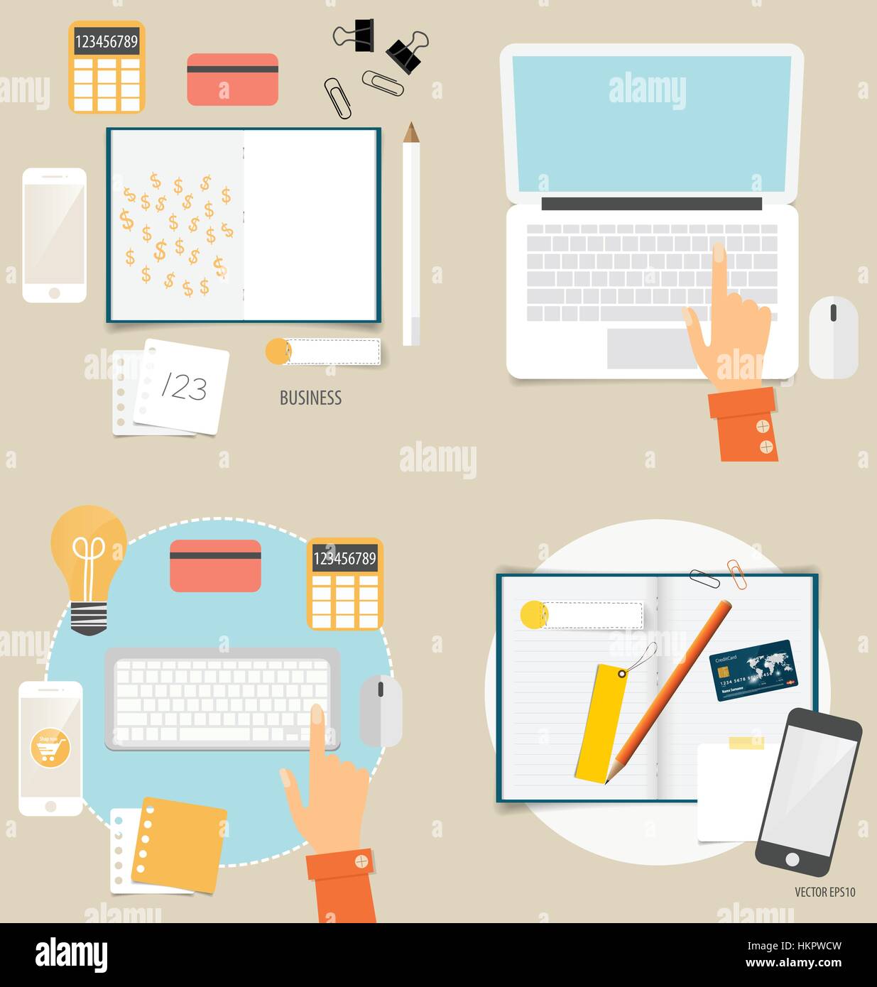 Online shopping. Business concept with business items. Vector ...