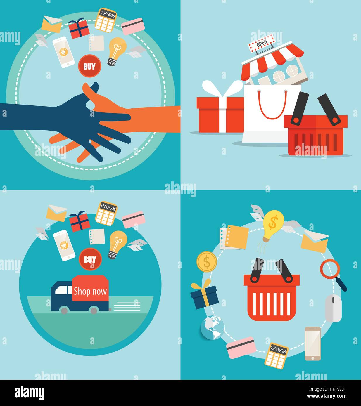 Online shopping. Business concept with business items. Vector ...