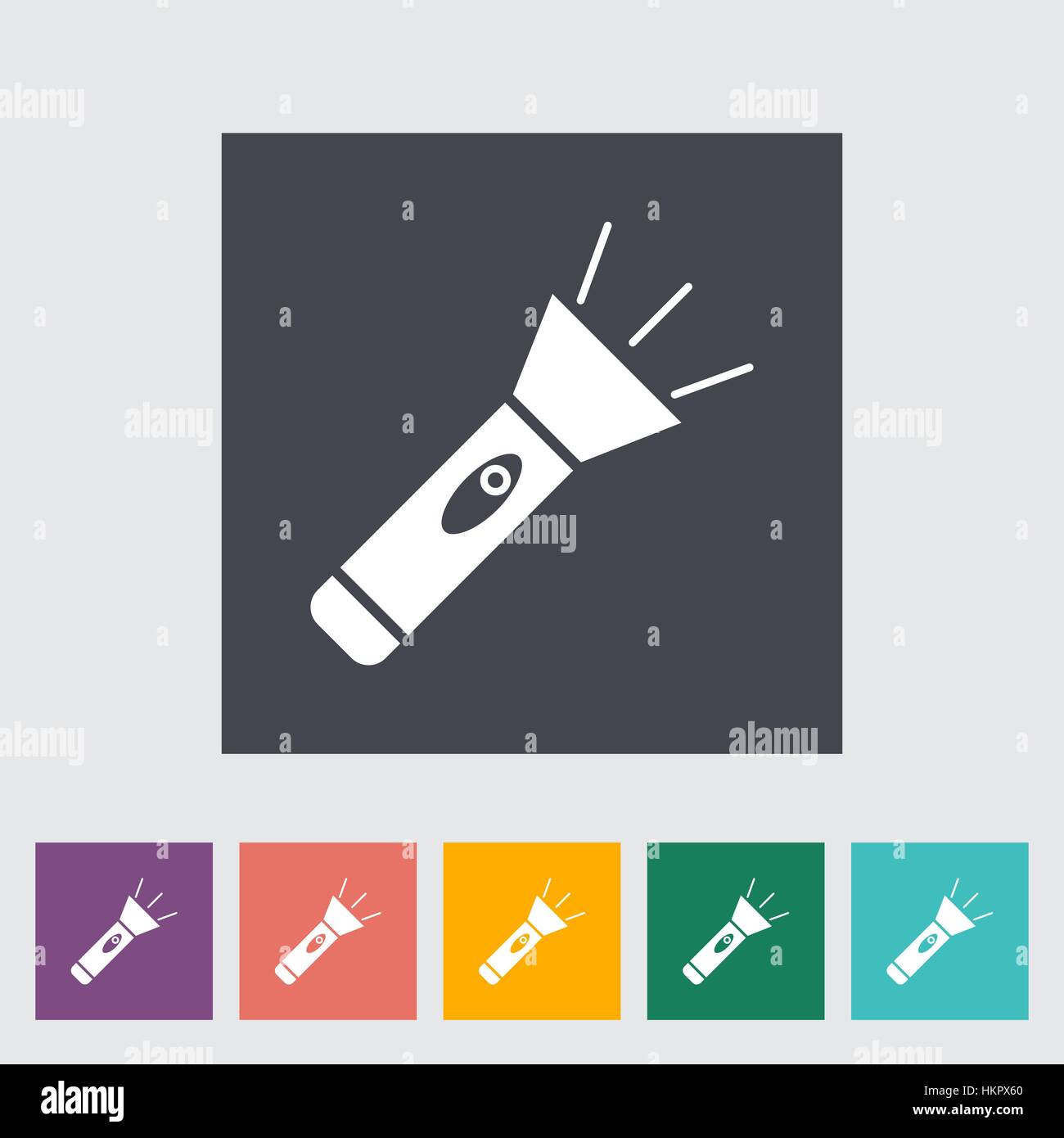 Flashlight. Single flat icon on the button. Vector illustration Stock ...