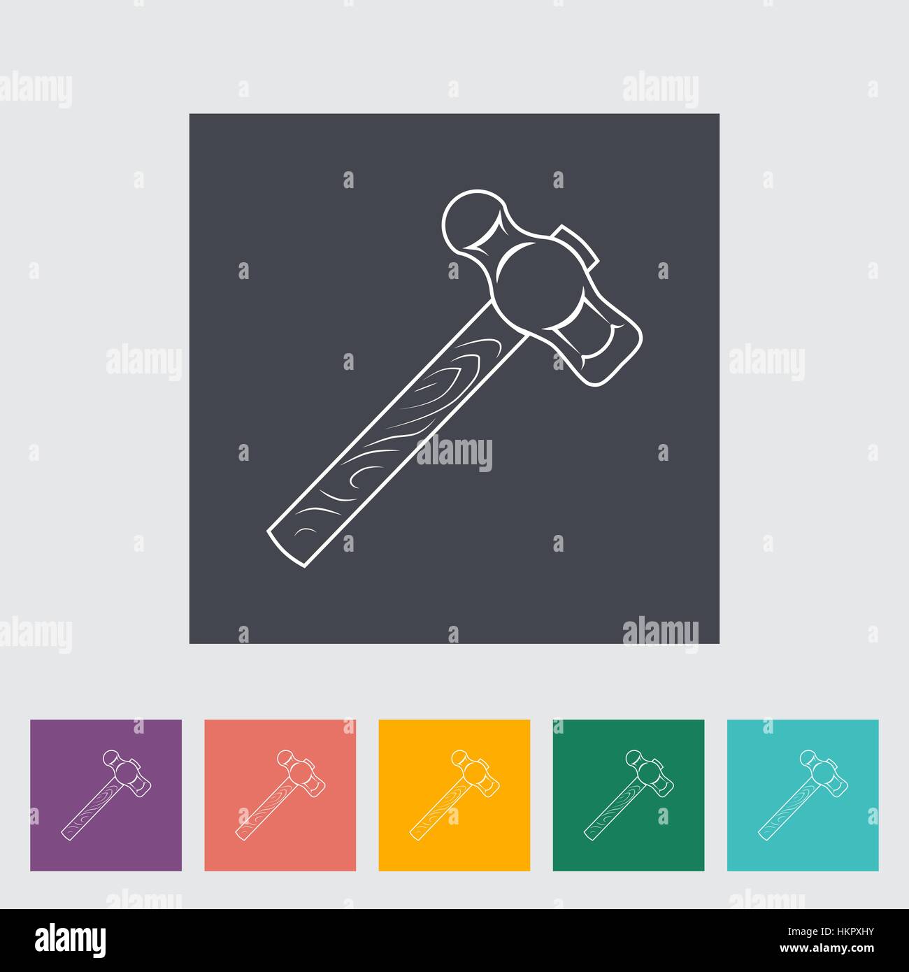 Hammer. Single flat icon on the button. Vector illustration Stock ...