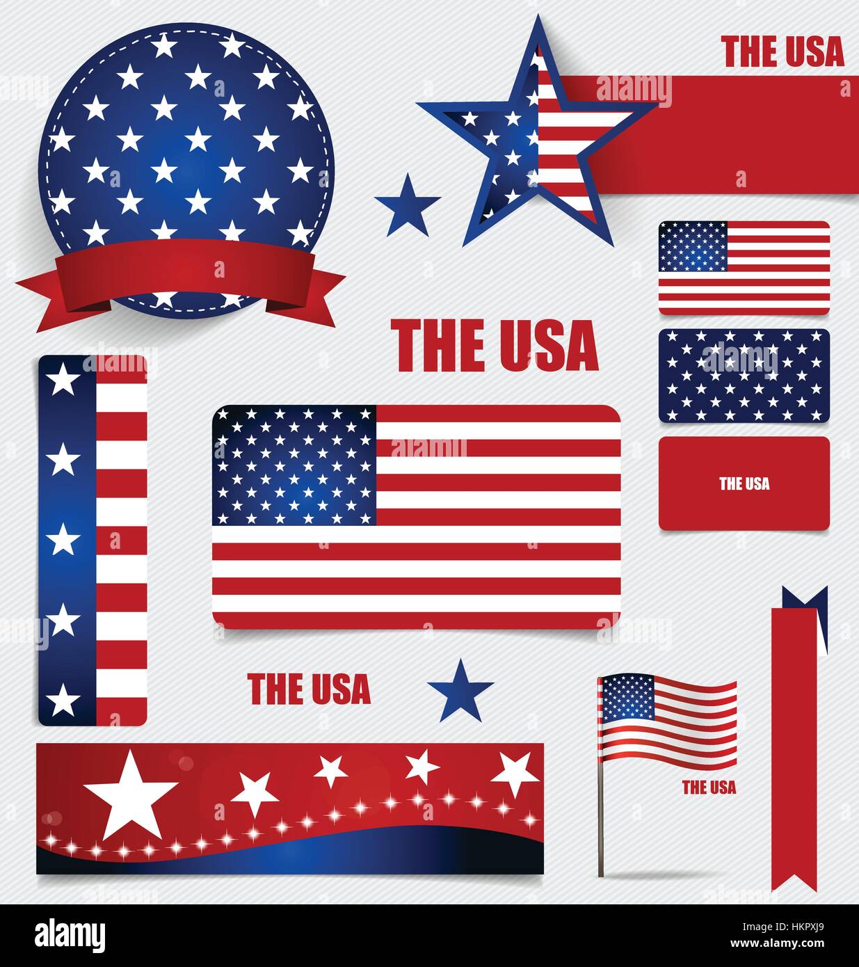 Collection of American Flags, Flags concept design. Vector illustration ...