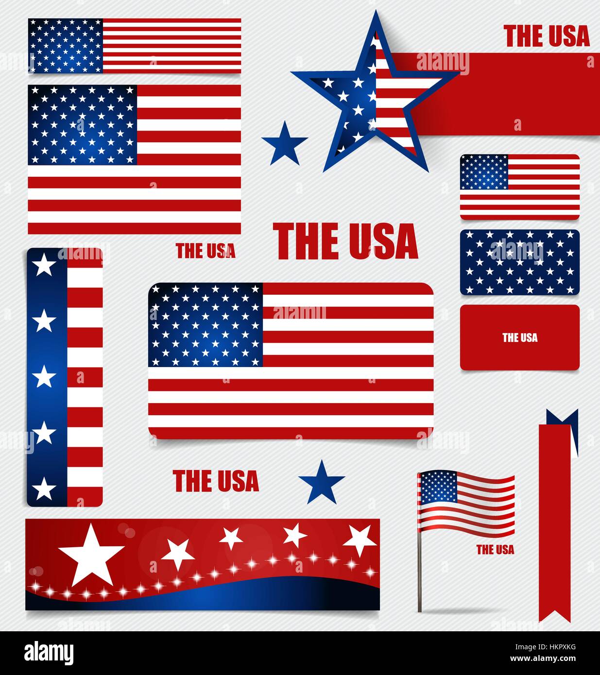 Collection of American Flags, Flags concept design. Vector illustration ...