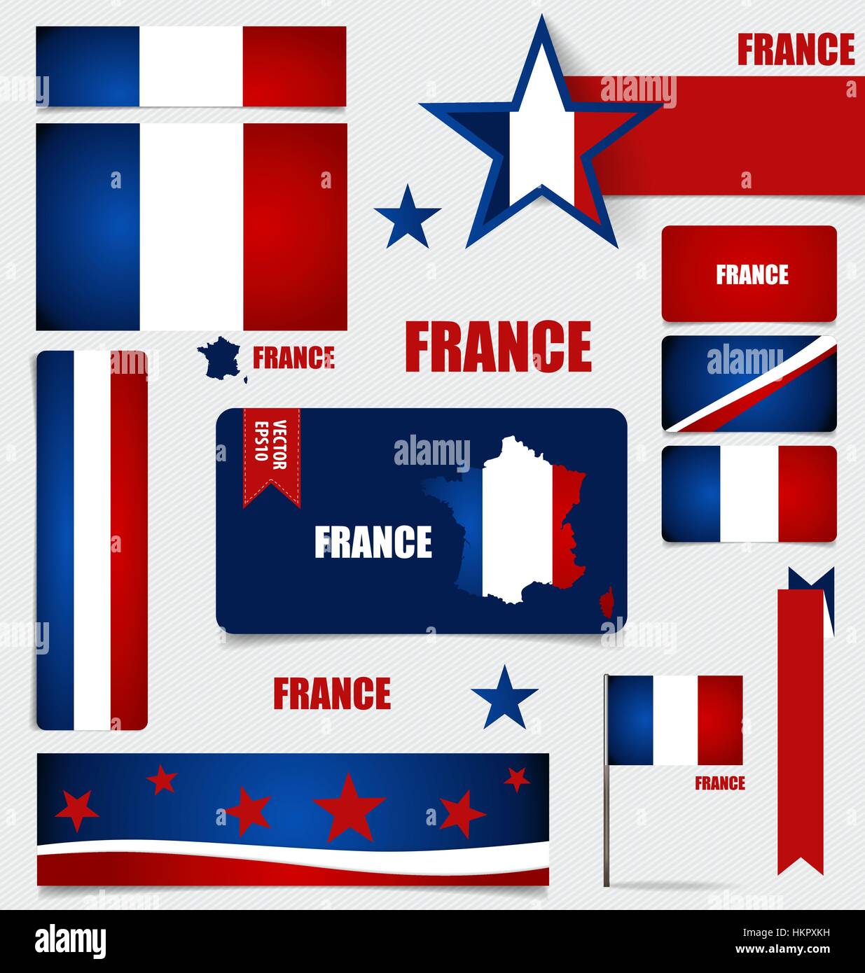 Collection of France Flags, Flags concept design. Vector illustration ...
